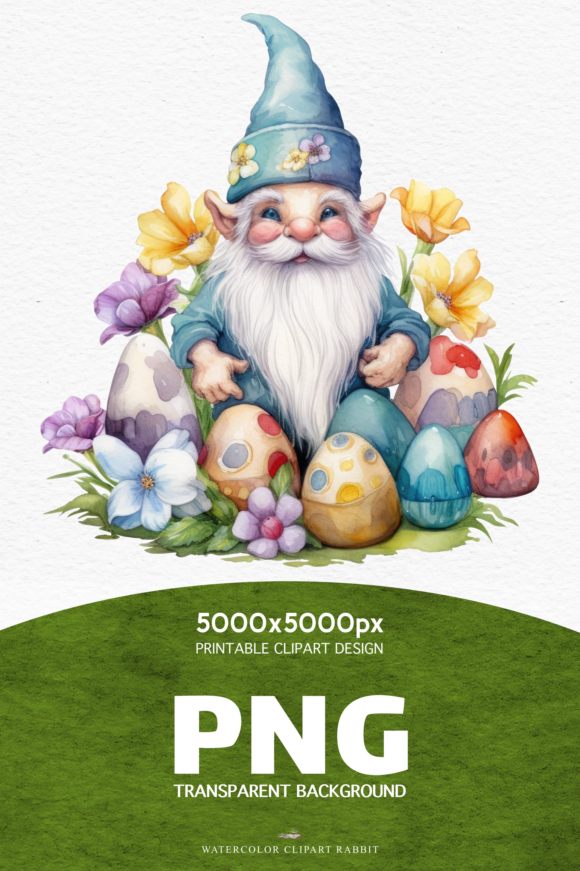 Spring Garden Gnome Flowers Easter Eggs Fairytales Clipart