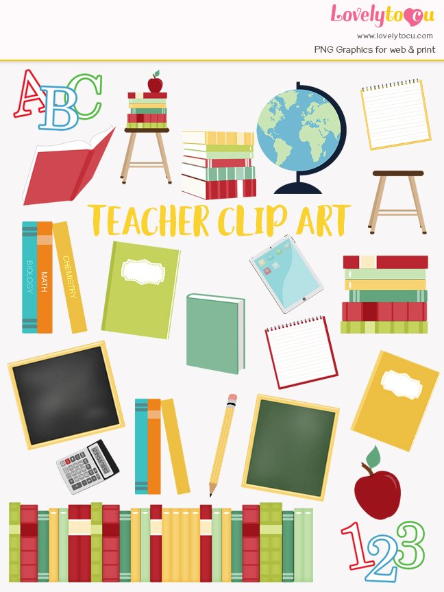 School teacher clipart set