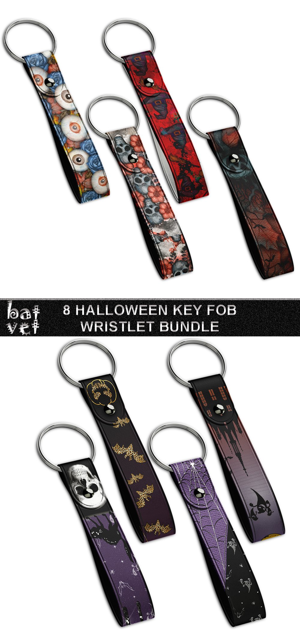 Wristlet Keychain Sublimation Halloween Bundle