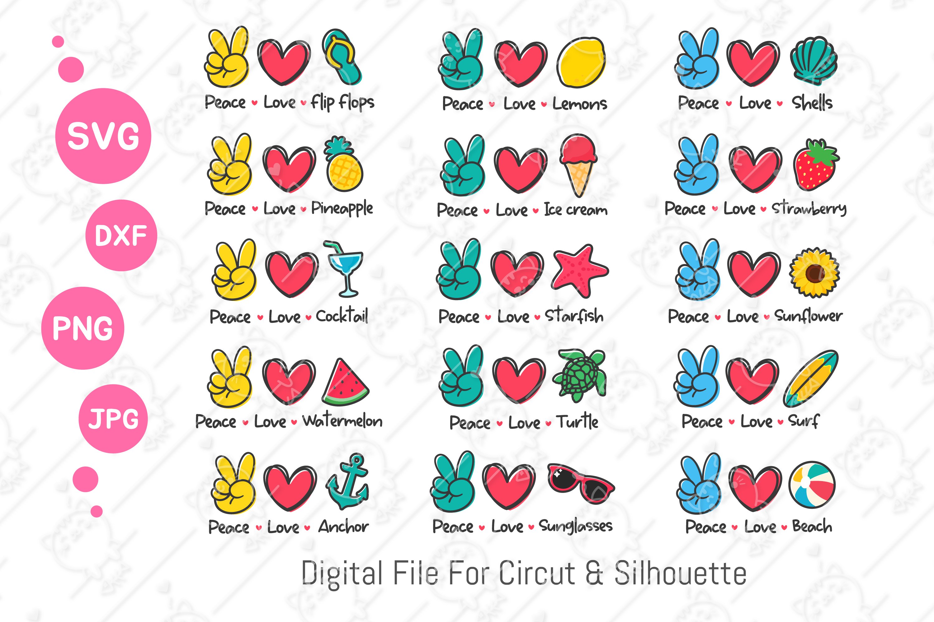 Peace Love Summer Beach svg | Peace Love Bundle|svg png dxf