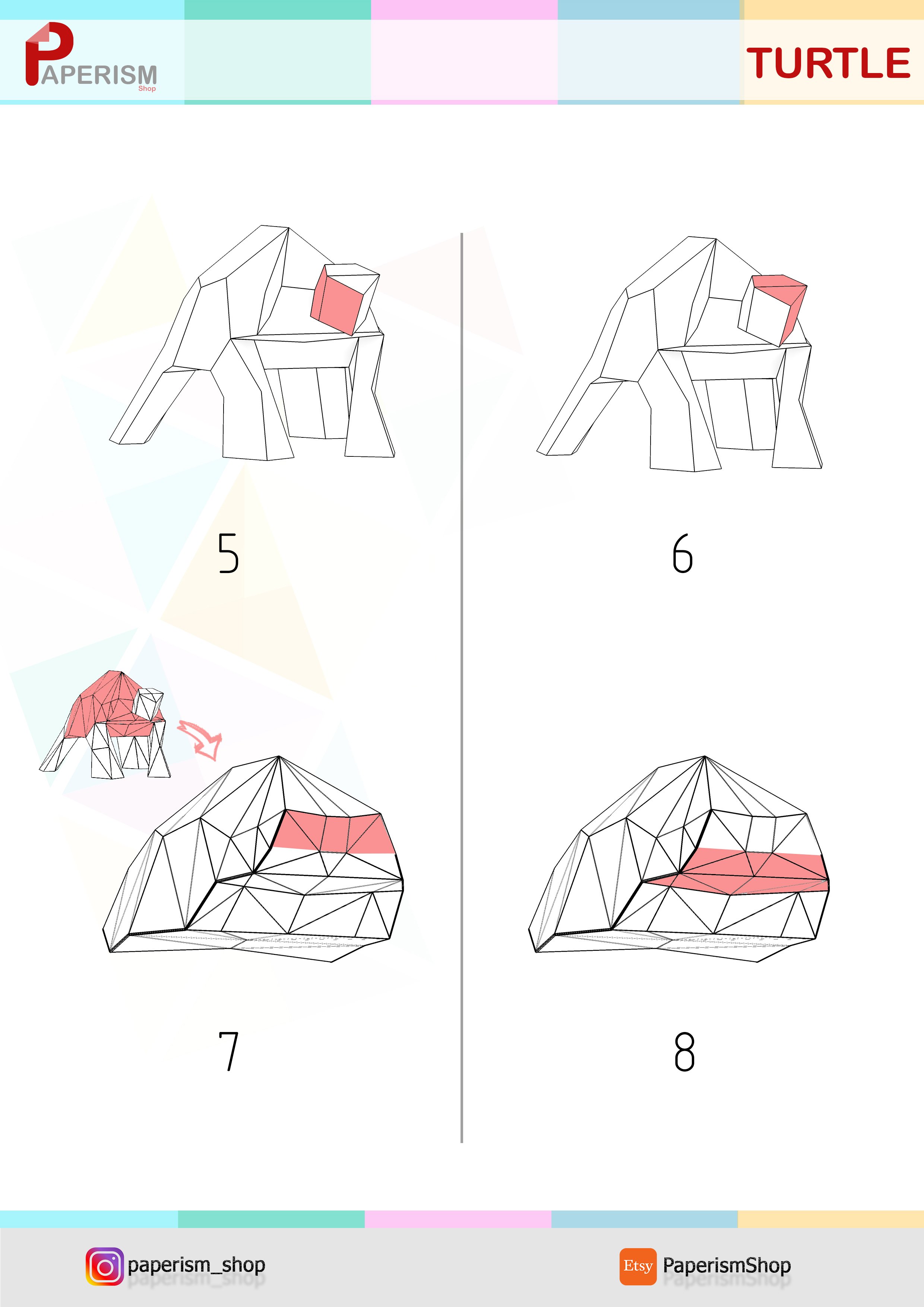 Turtle 3d papercraft, spring fun activities, turtle puzzle