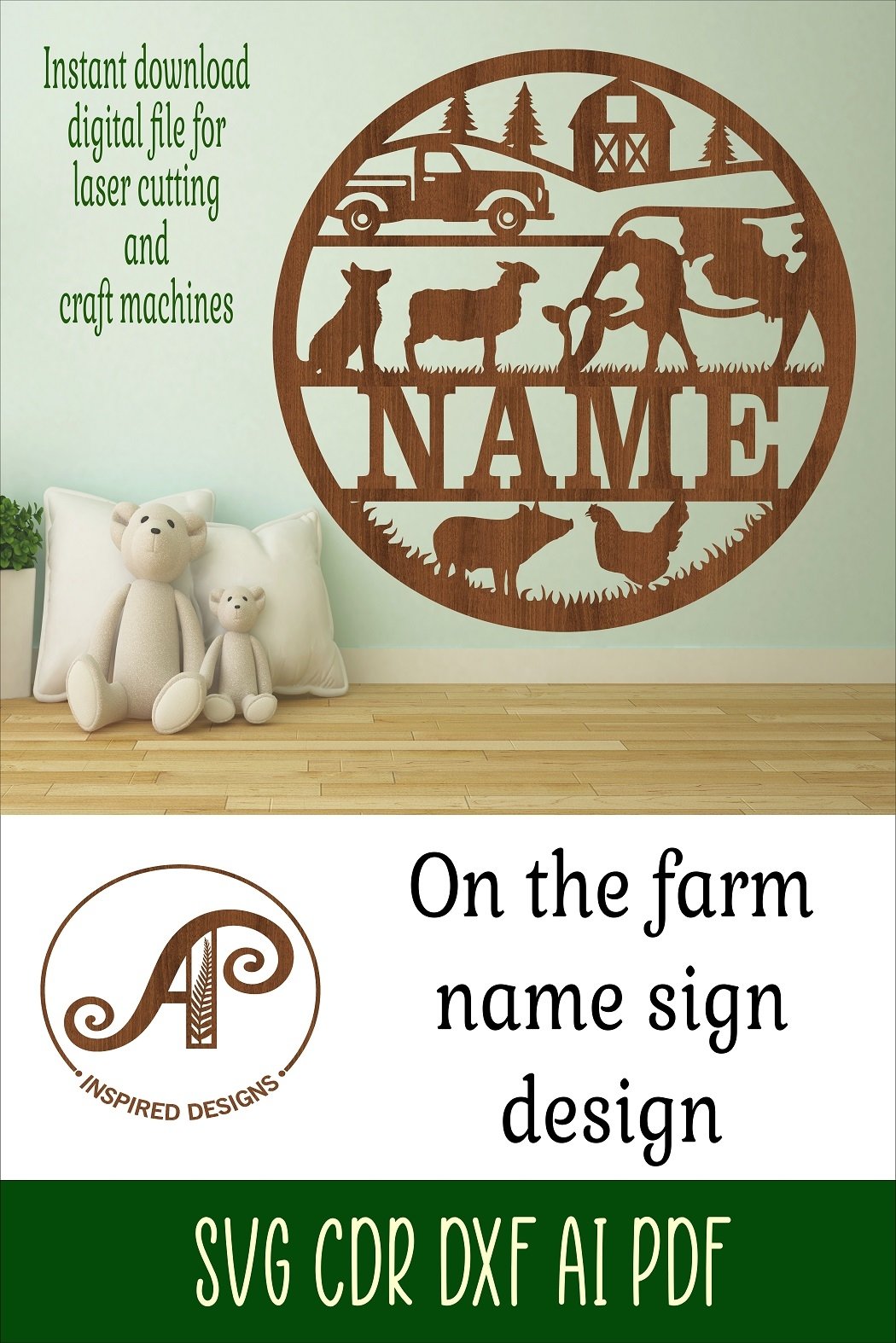 Farm Name sign svg laser cut template, wall art
