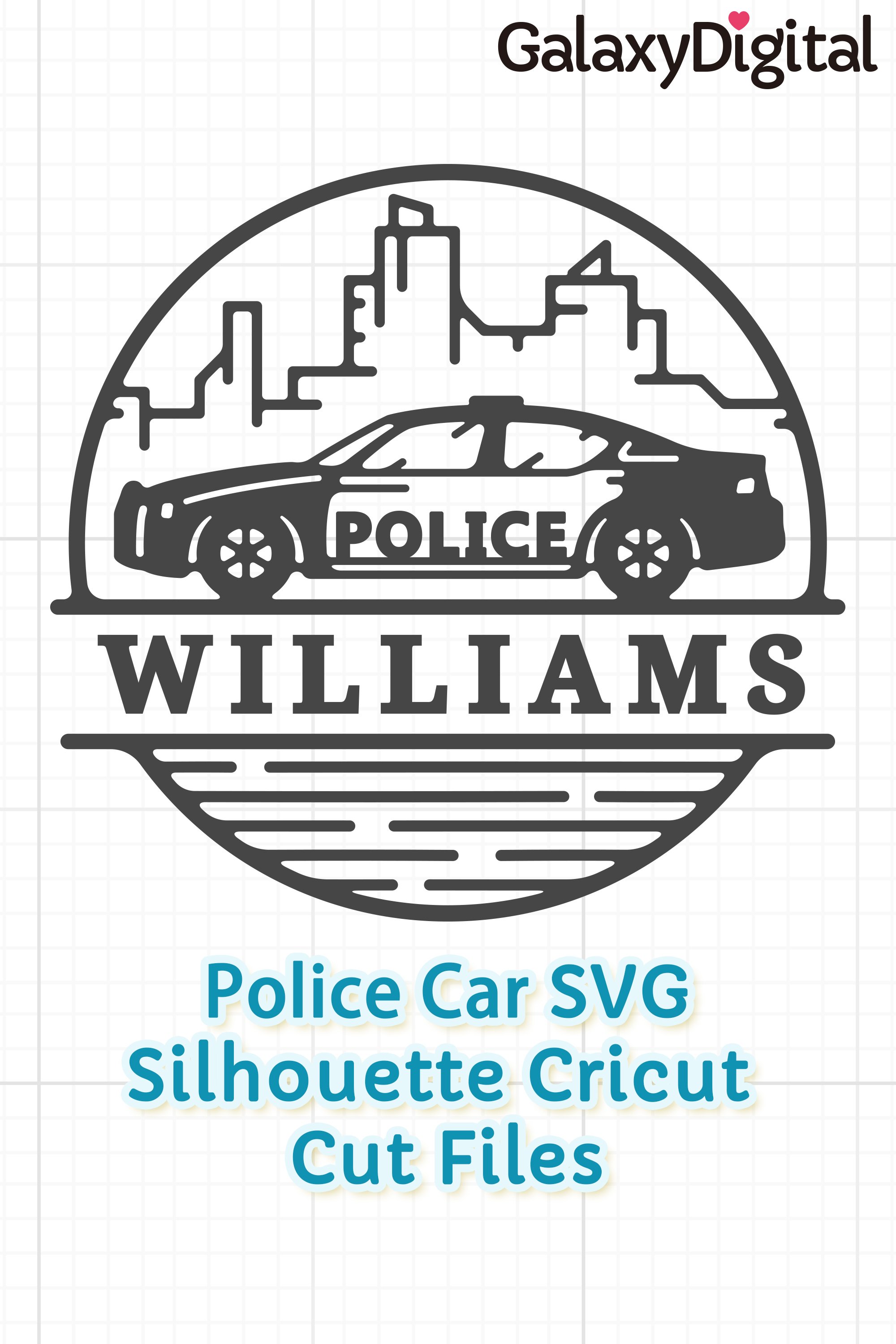 Simple Police Car SVG Police Car Family Name Monogram SVG Silhouette ...