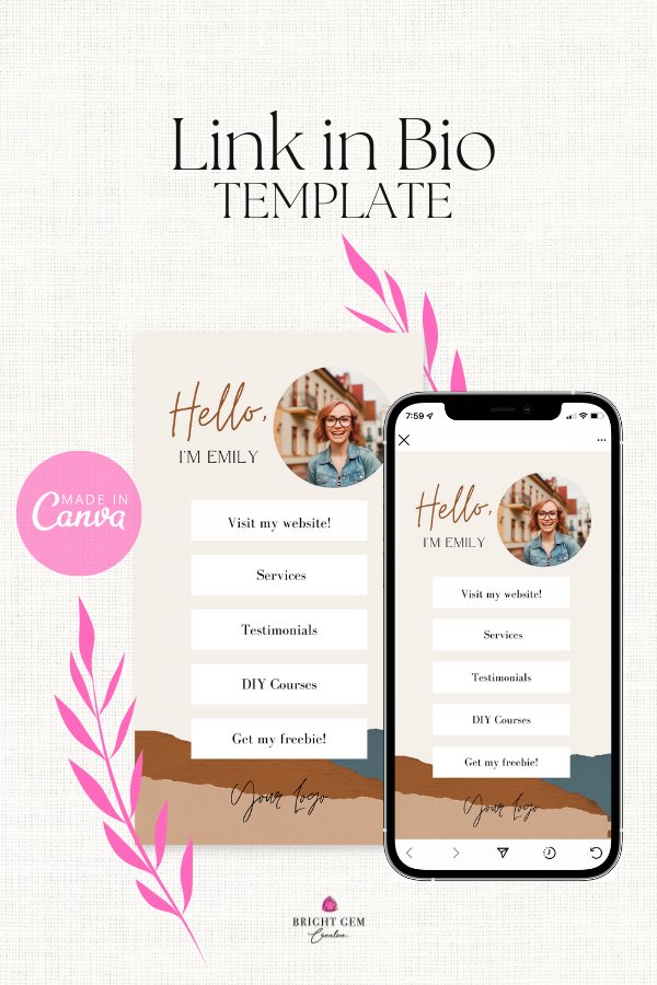 Link in bio template landing page Boho Style