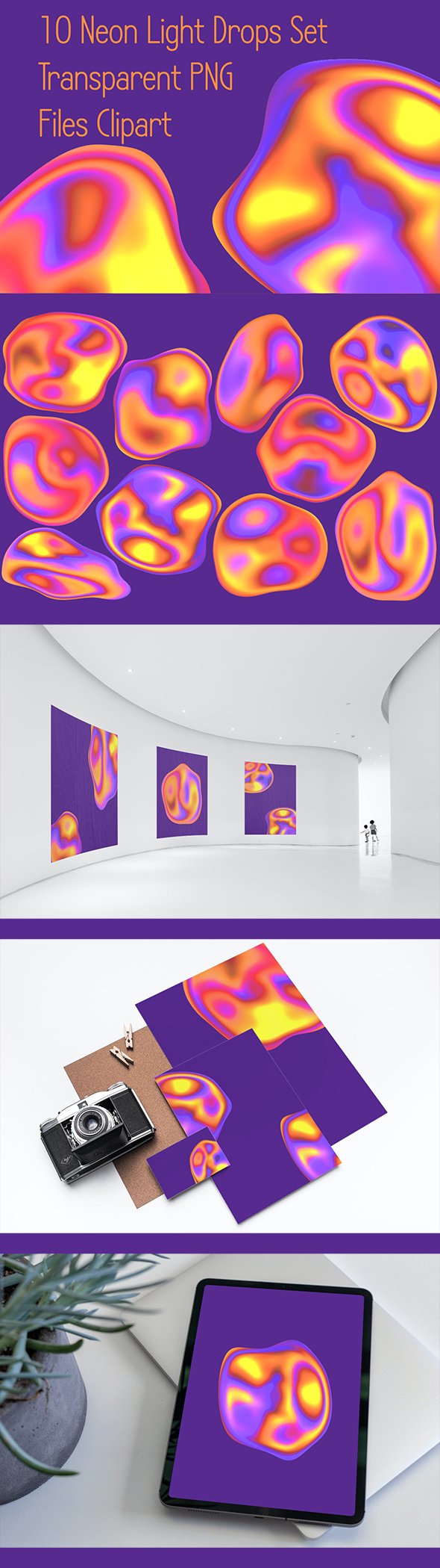 10 Neon Light Drops Set