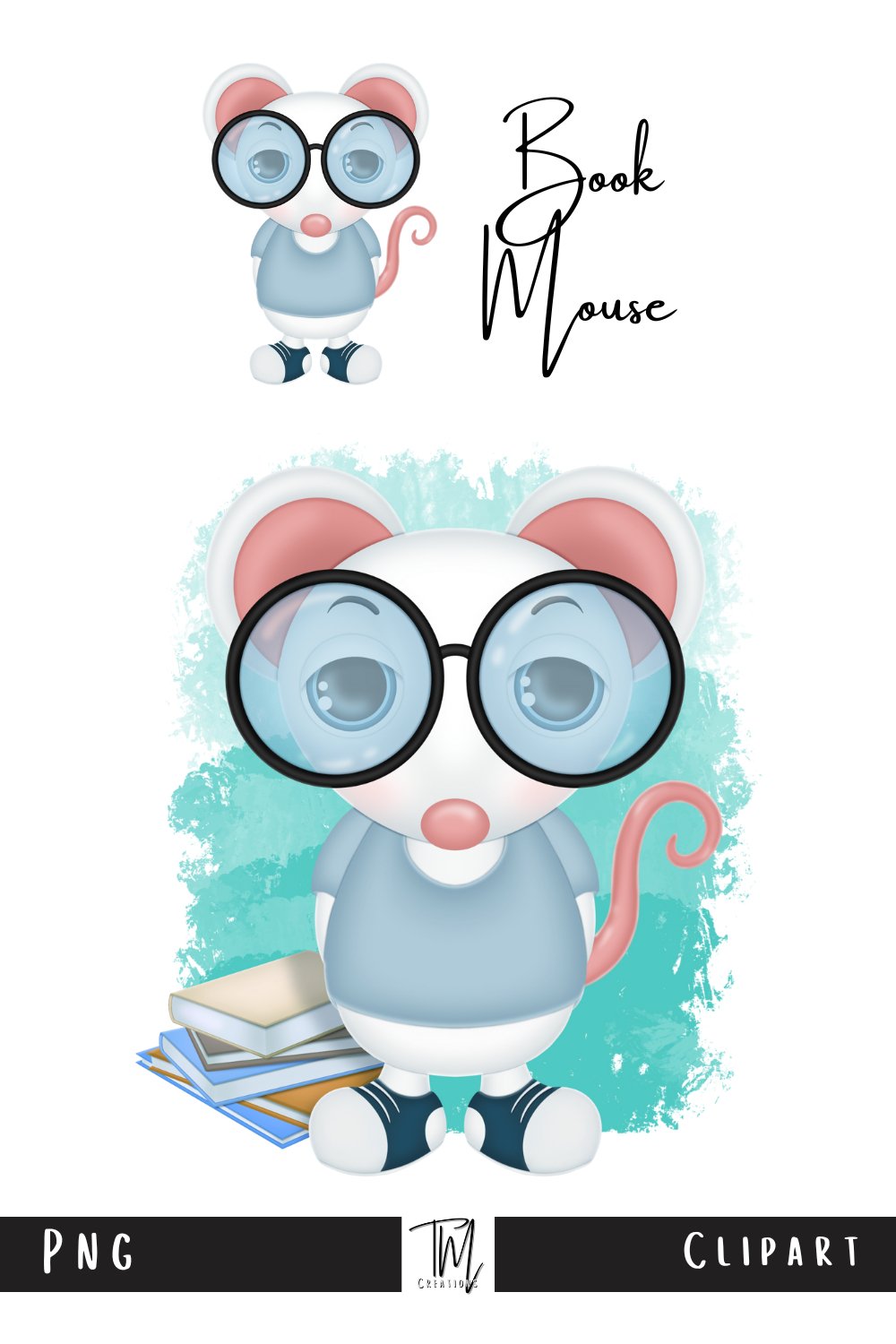 Cute Cartoon Book Mouse Png Clipart Graphic