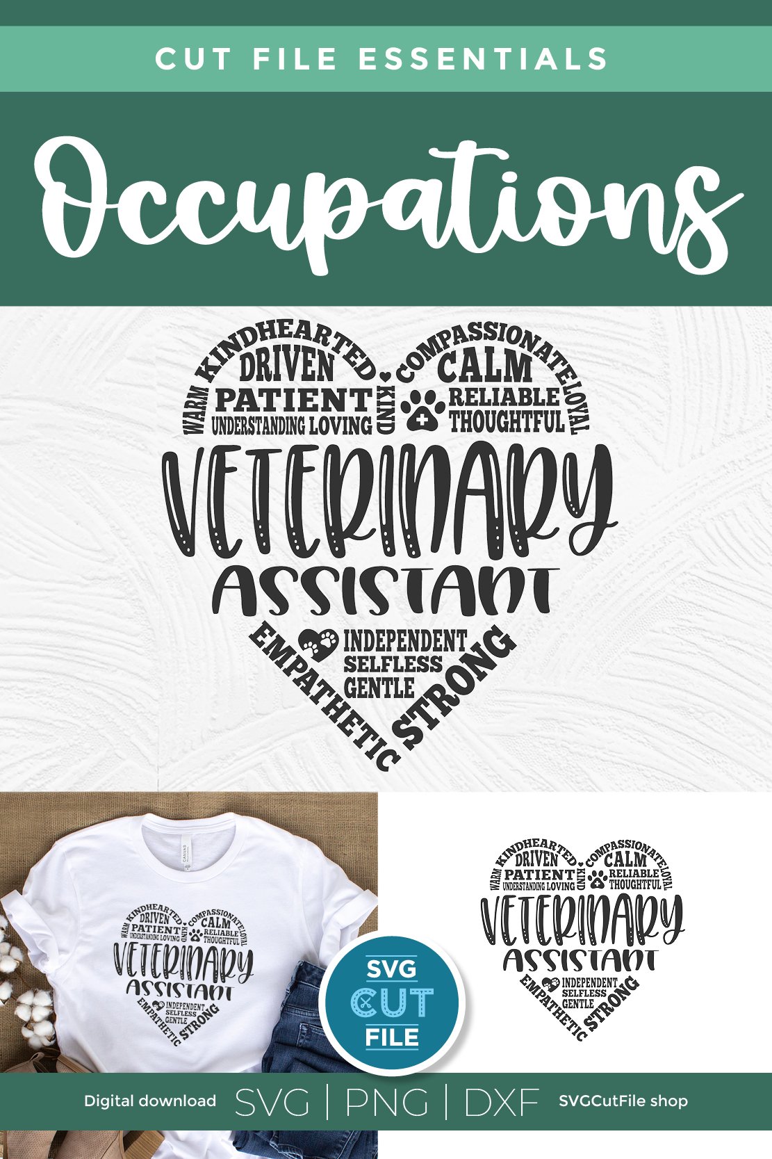 Veterinary assistant svg with paw print subway art heart
