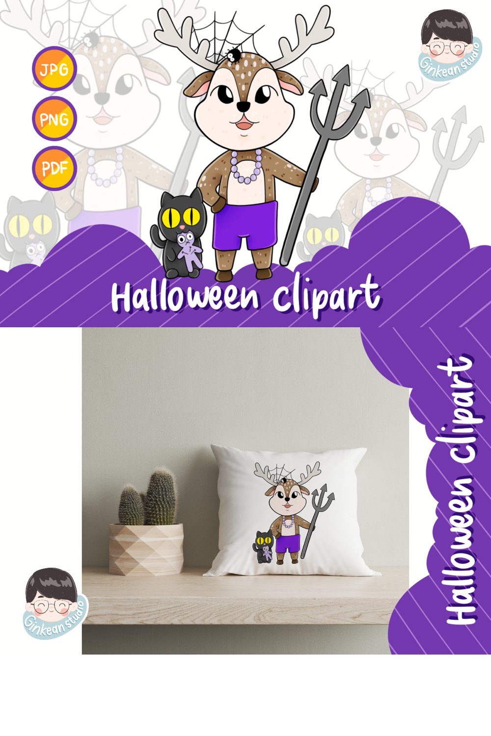 Fantasy animal clipart, Deer halloween zombie, Animal