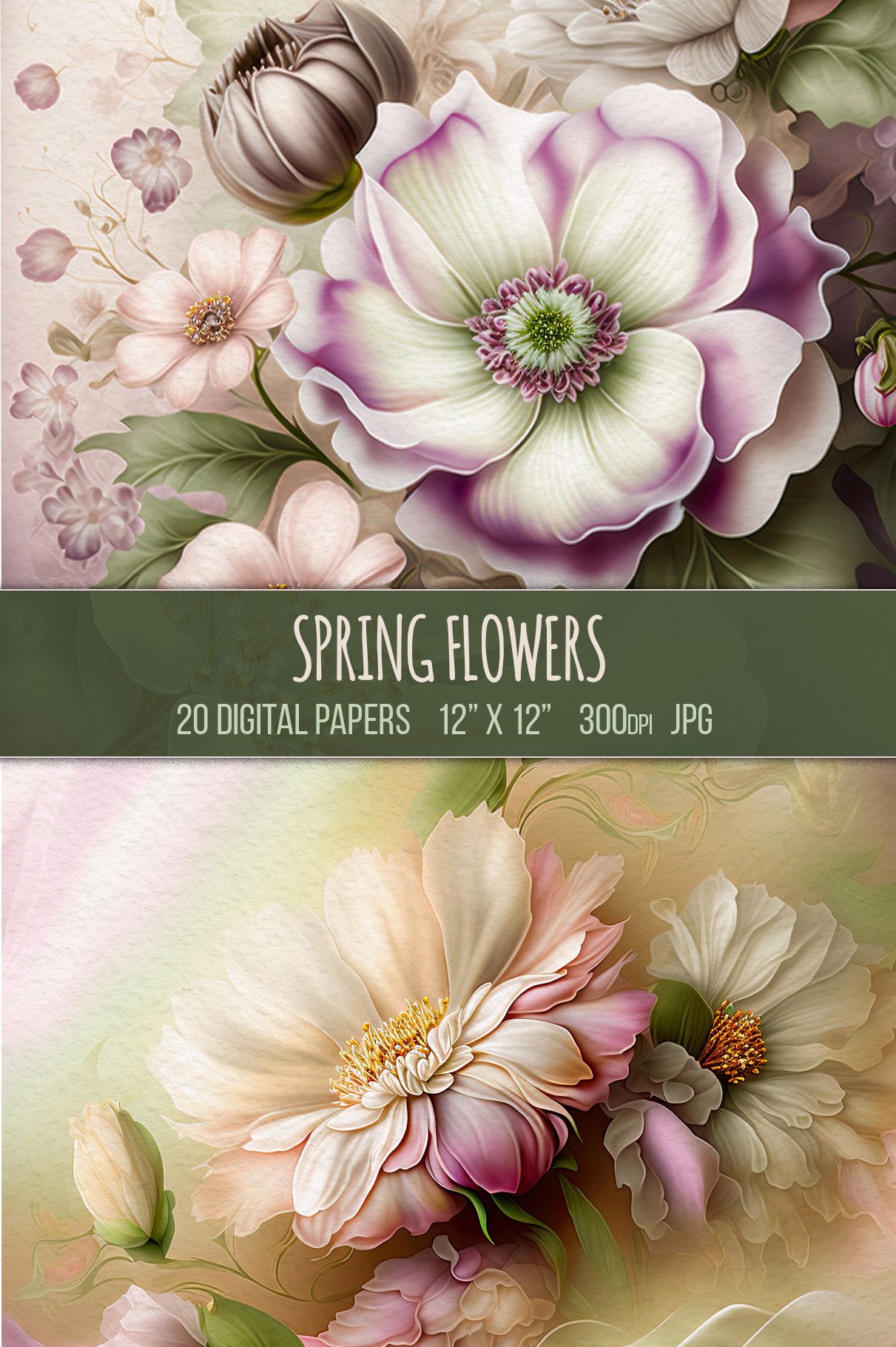 Spring Flowers - 20 Digital Papers