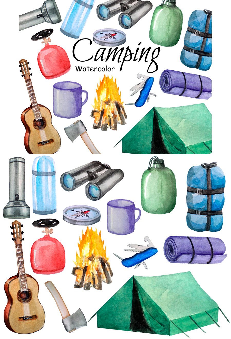 Watercolor Camping Clipart png files