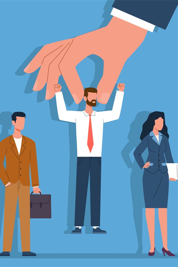 Recruitment. Selected candidate from group business people,