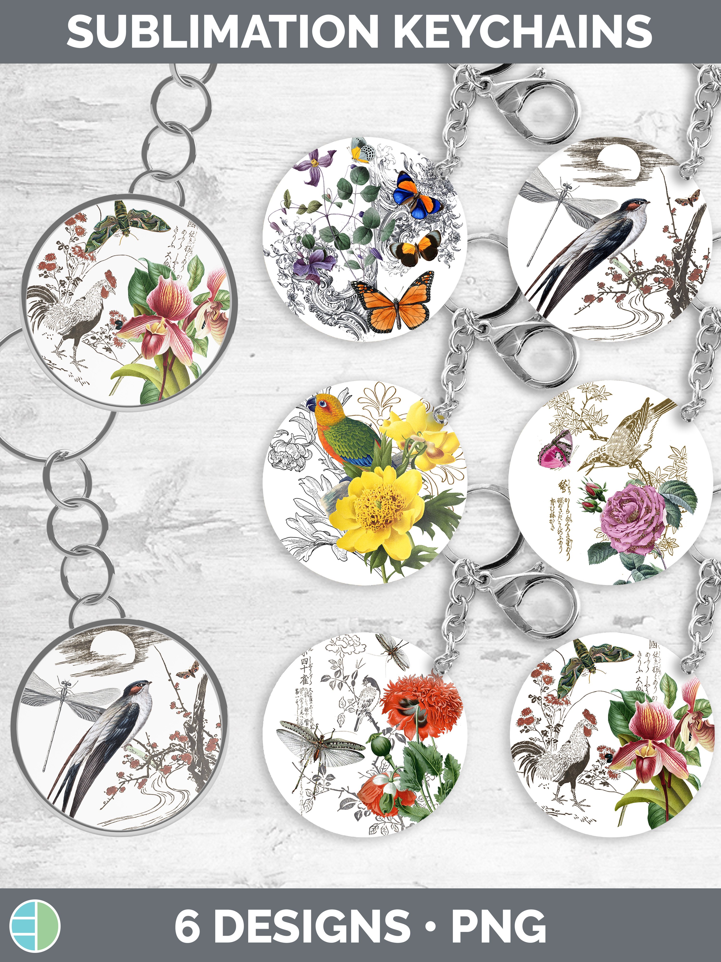 Vintage Keychain Bundle | Keyring Sublimation Designs