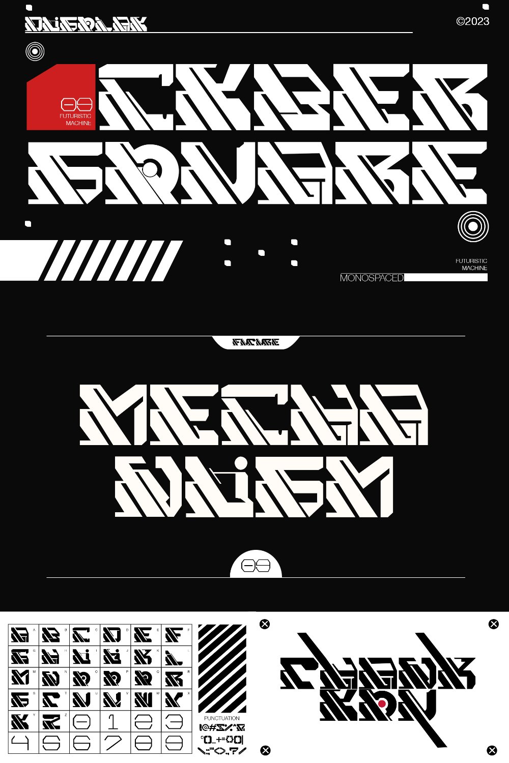 Futuristic Cyber Mecha font with bold and gundam style