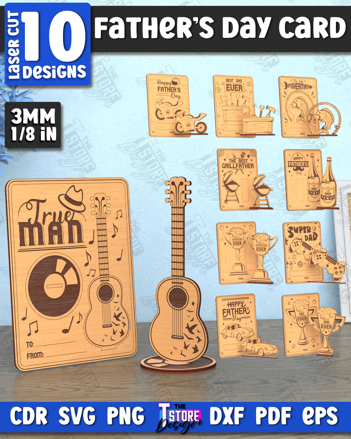 Father's Day Pop Up Card Laser Cut Bundle, Gift For Dad SVG