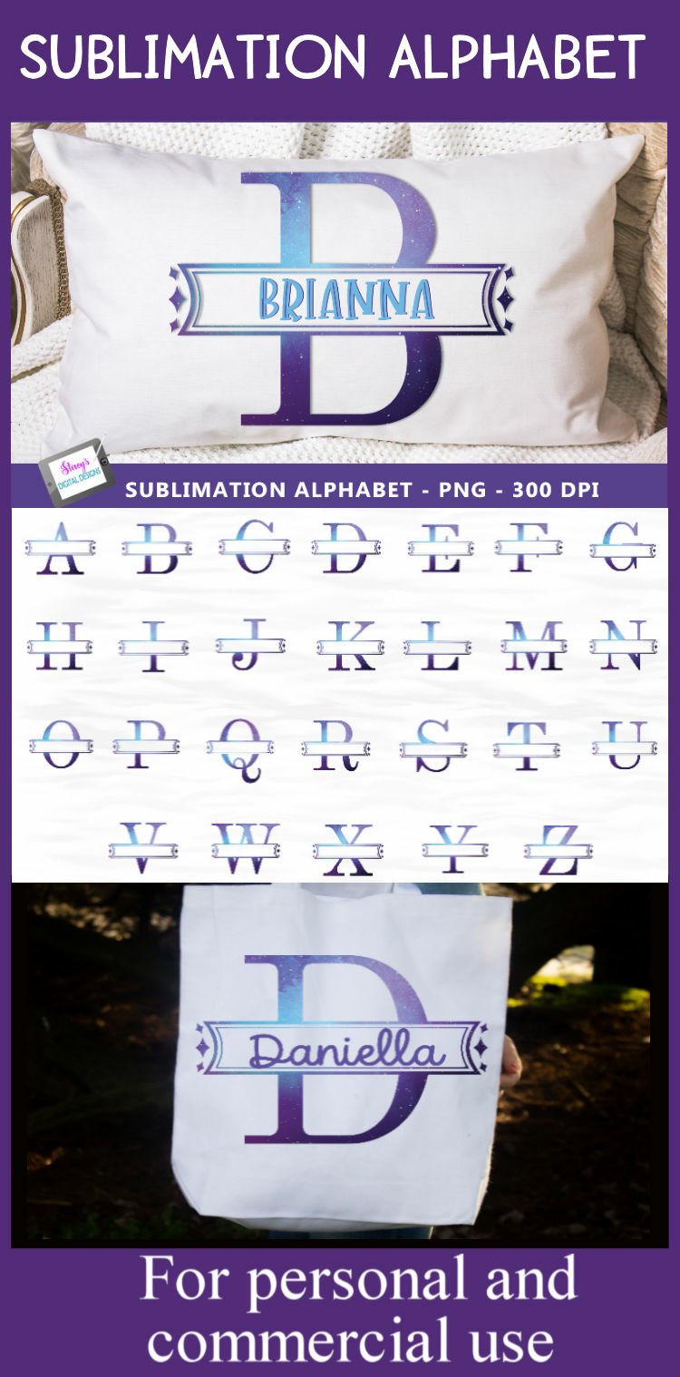 Sublimation Monograms | Galaxy Split letter set A-Z