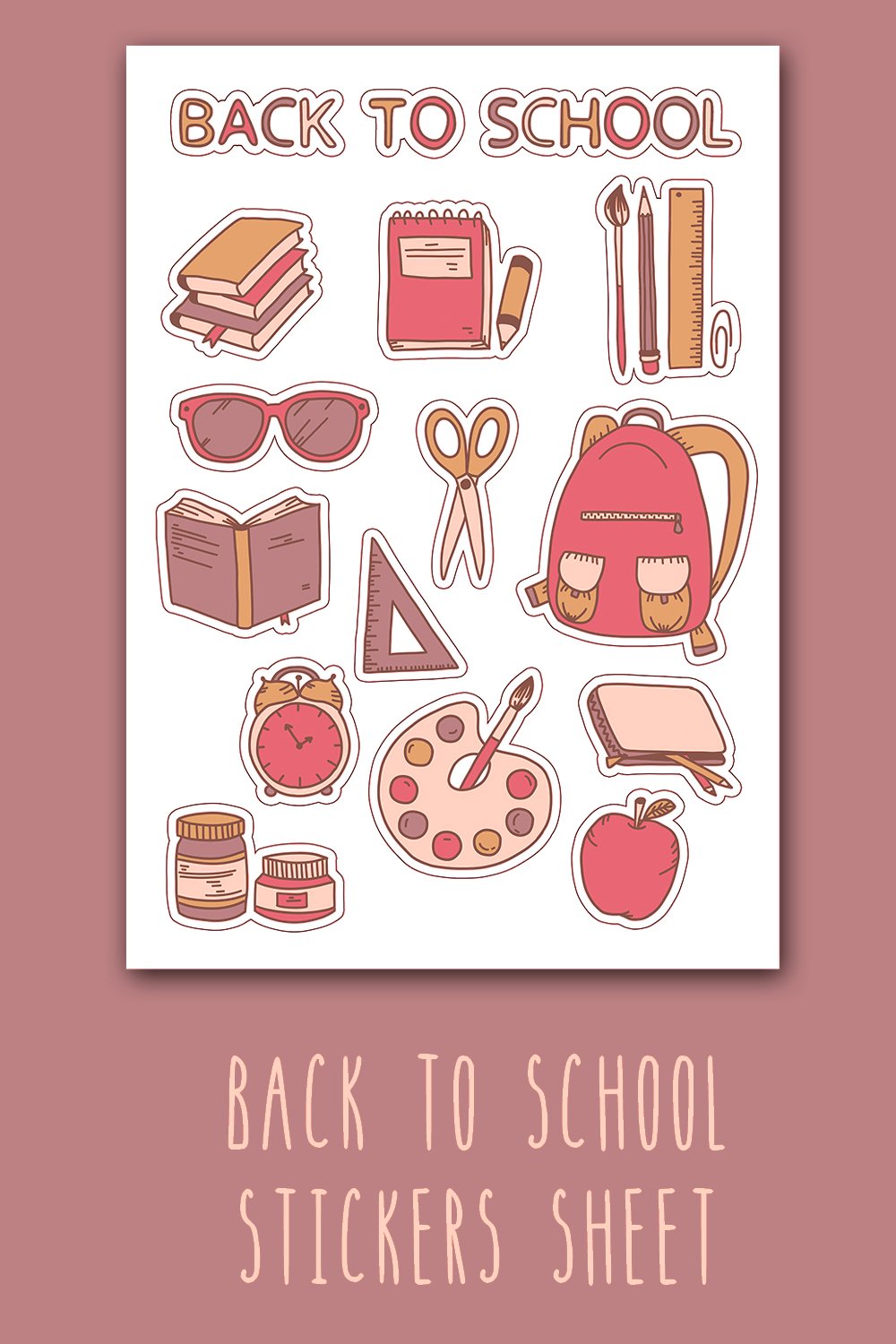 Back to school stickers sheet