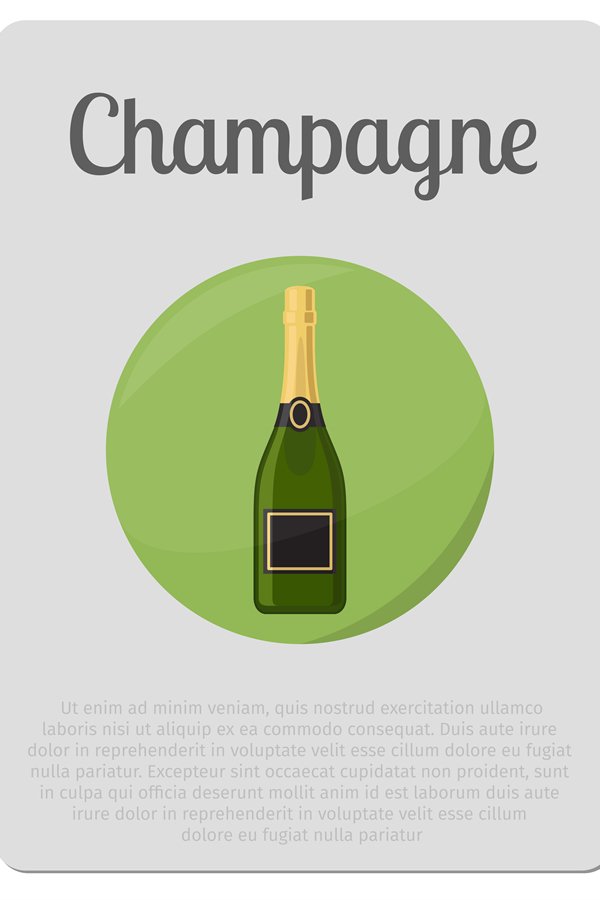 Champagne alcohol sticker with bottle