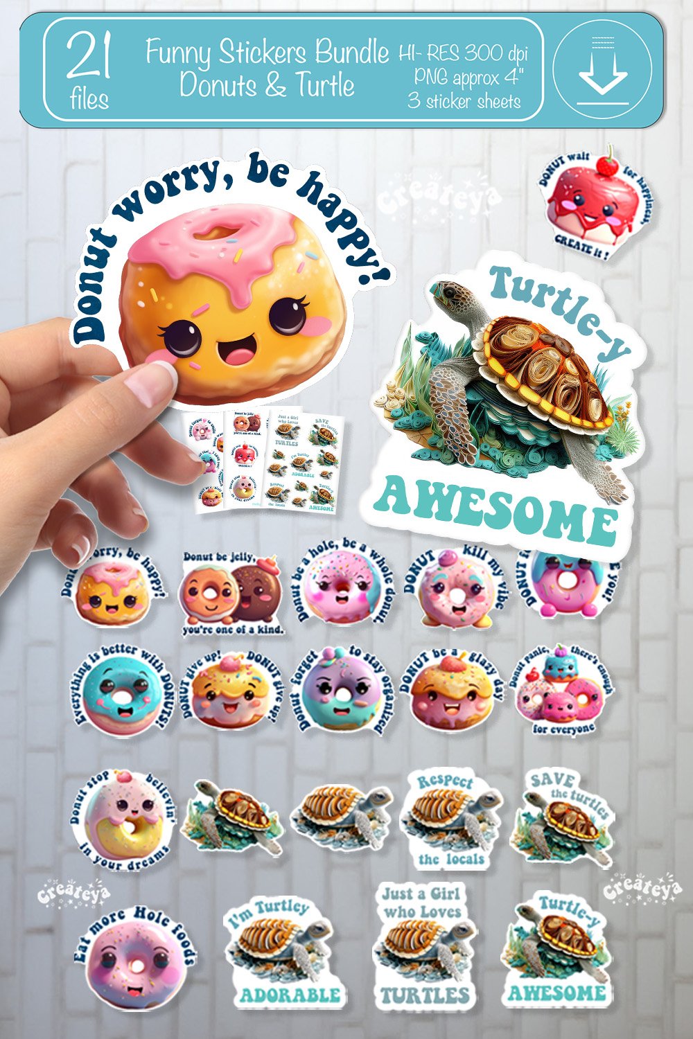 Funny Stickers Bundle| Printable Donut Kawaii Stickers png