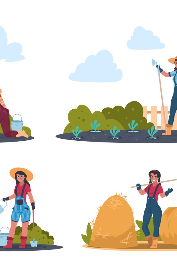 Agricultural work. Cartoon farmer characters (1348202)