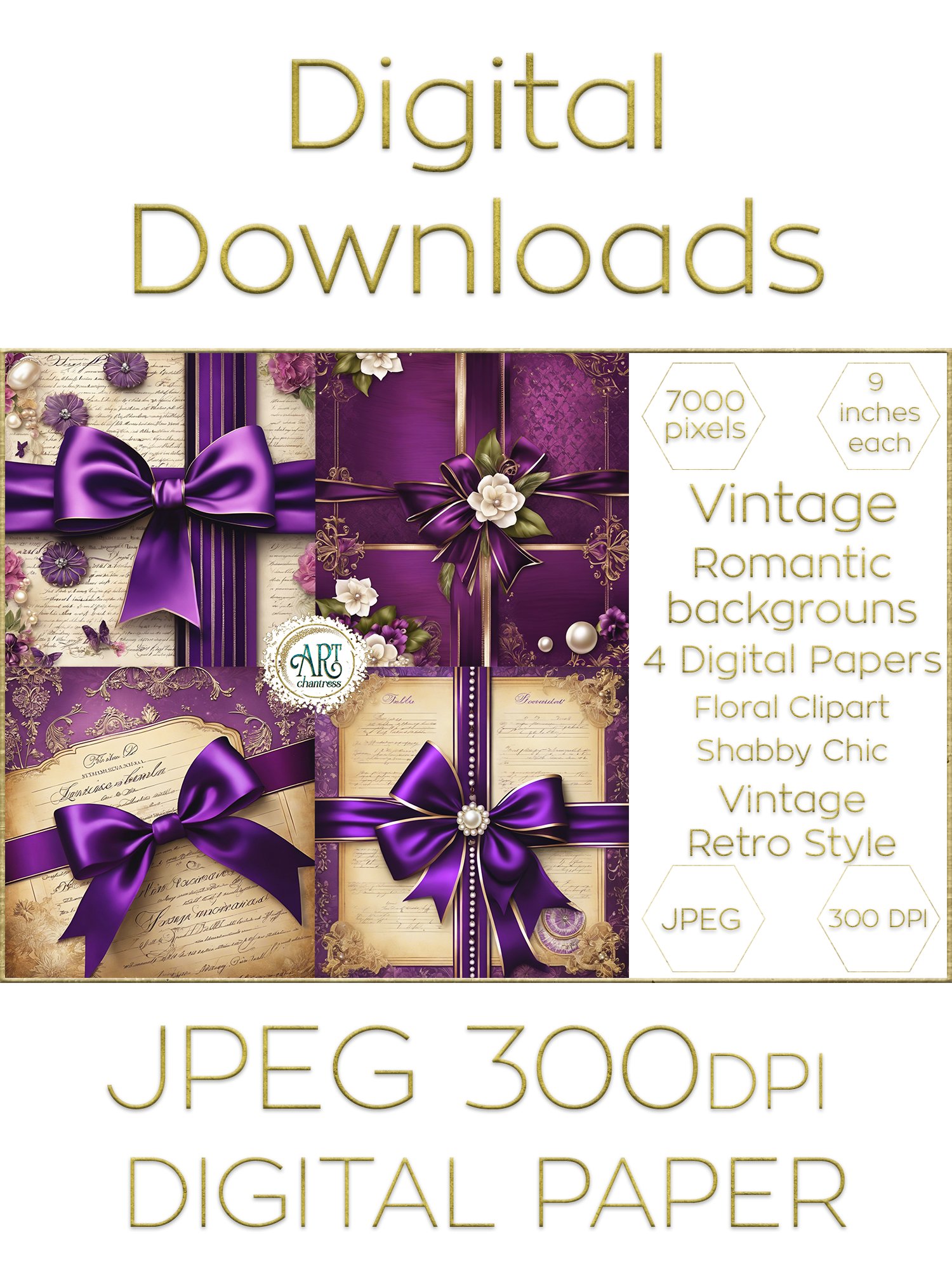 Vintage Floral Purple Violet Romantic Retro Old (3862566)