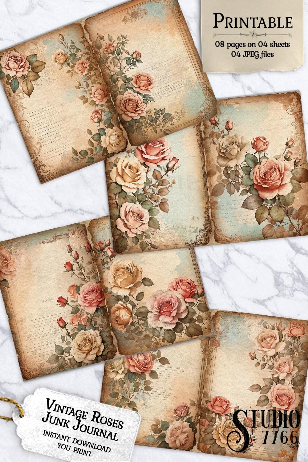 Vintage Roses Junk Journal Pages (3059897)