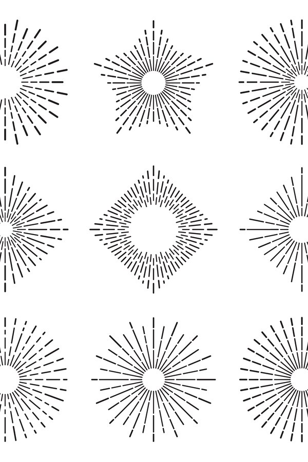 Retro sunburst. Elegant radiant sun rays lines. Vintage suns
