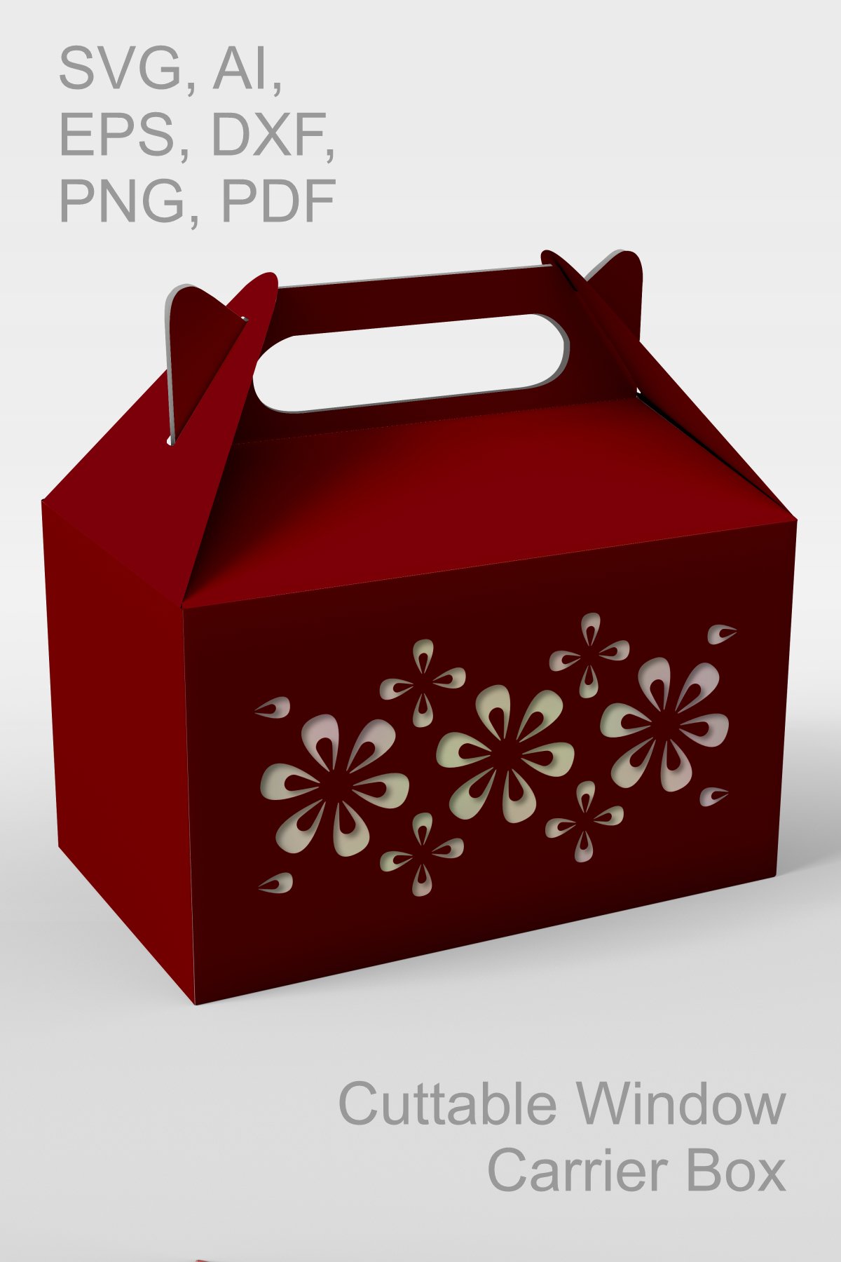 Flower Patterned Tiny Window Carrier Box | Gift Box Template