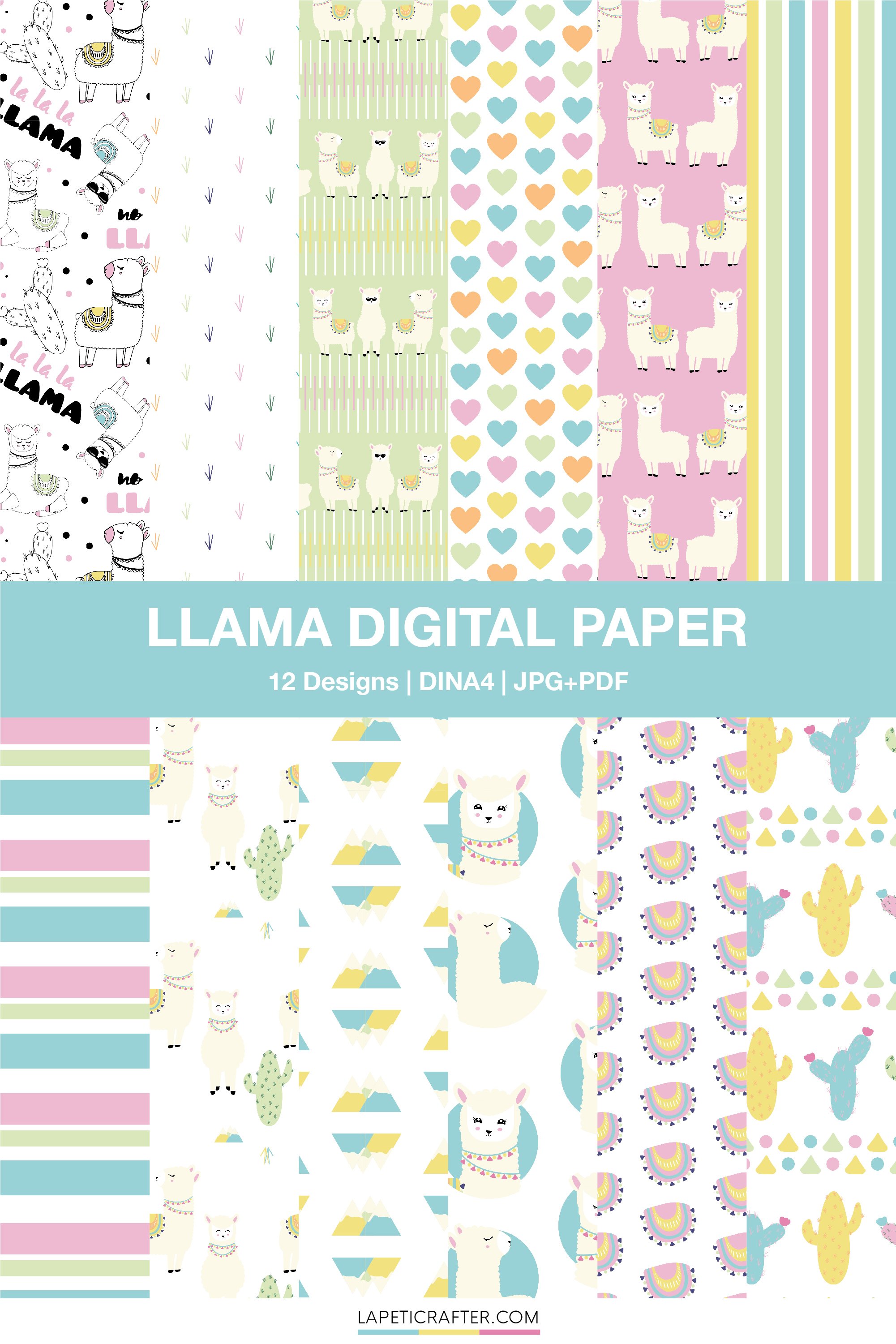 Llama Digital Paper for scrapbooking | DinA4, Jpg And pdf