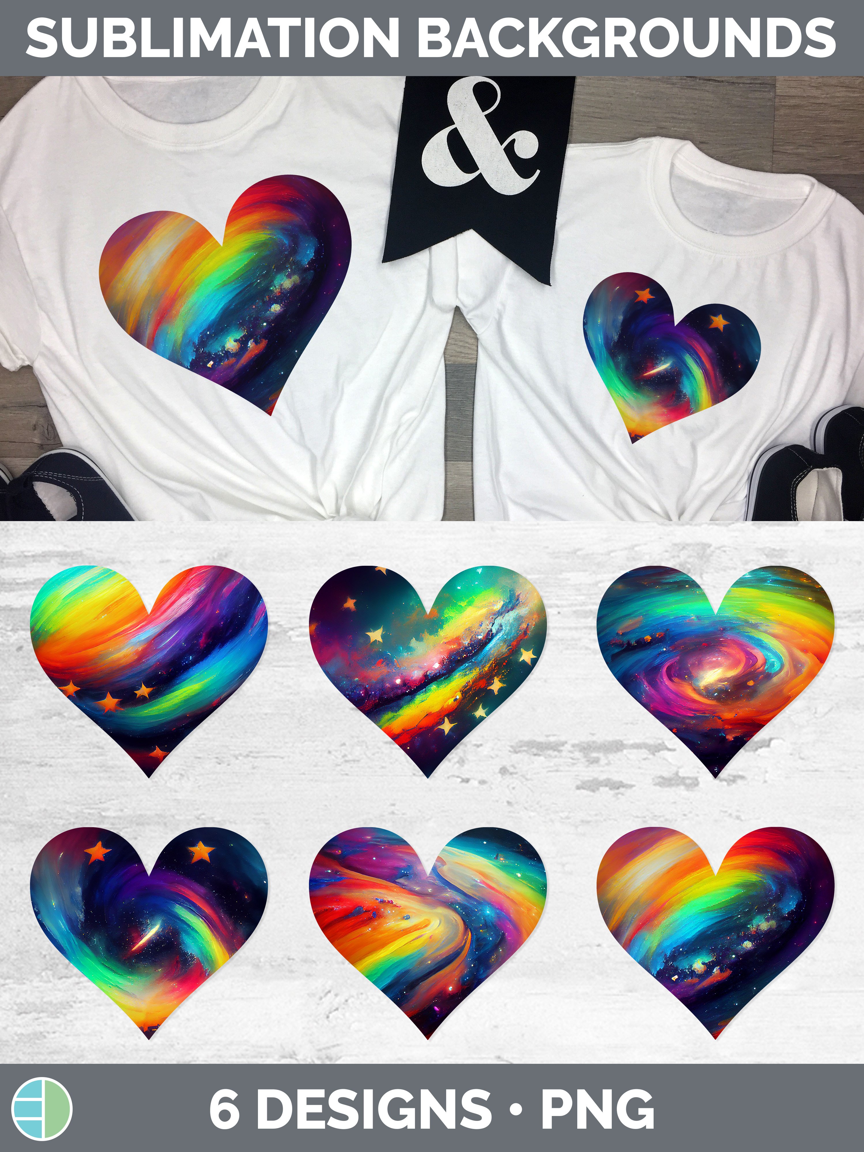 Rainbow Hearts Clipart | Sublimation Designs