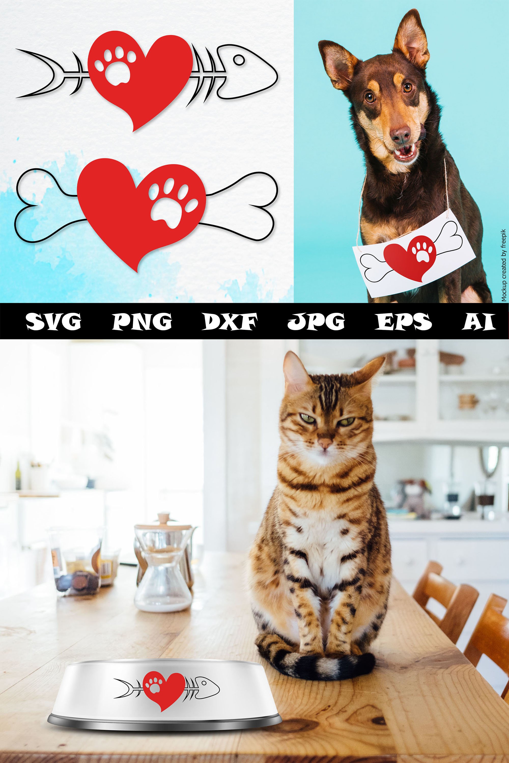 Cat Dog Valentines SVG Cut files - Valentine cat dog SVG pet