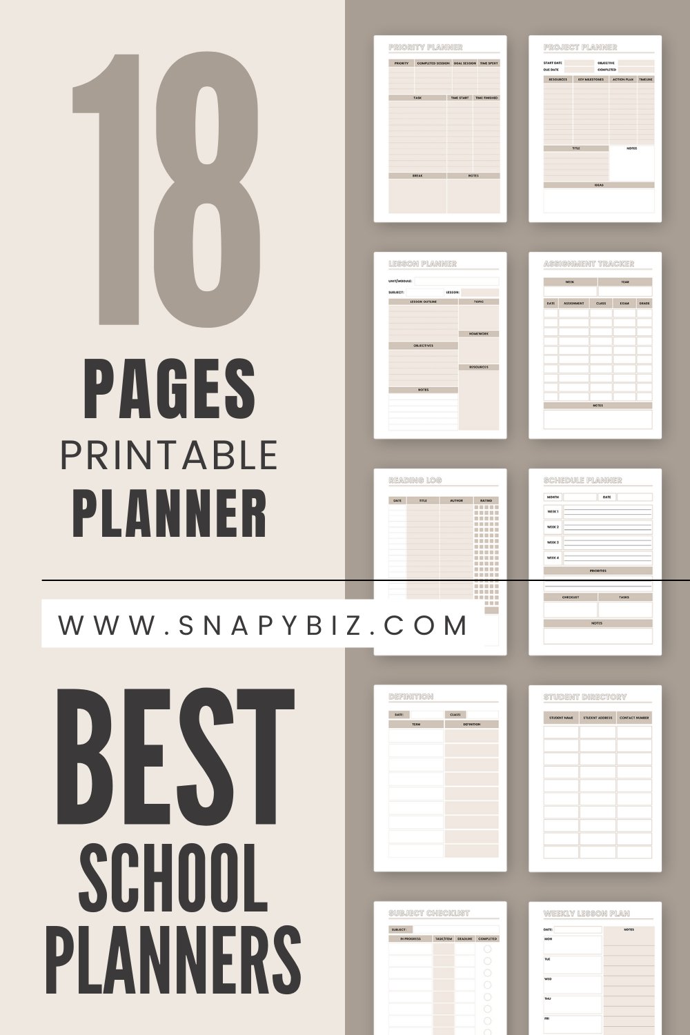 Elementary Student Planner | A4 Size | A5 Size | US Letter