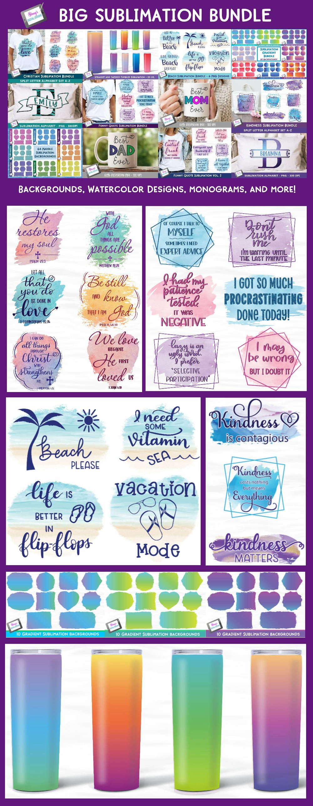 Big Sublimation Bundle | Sublimation Backgrounds and Designs