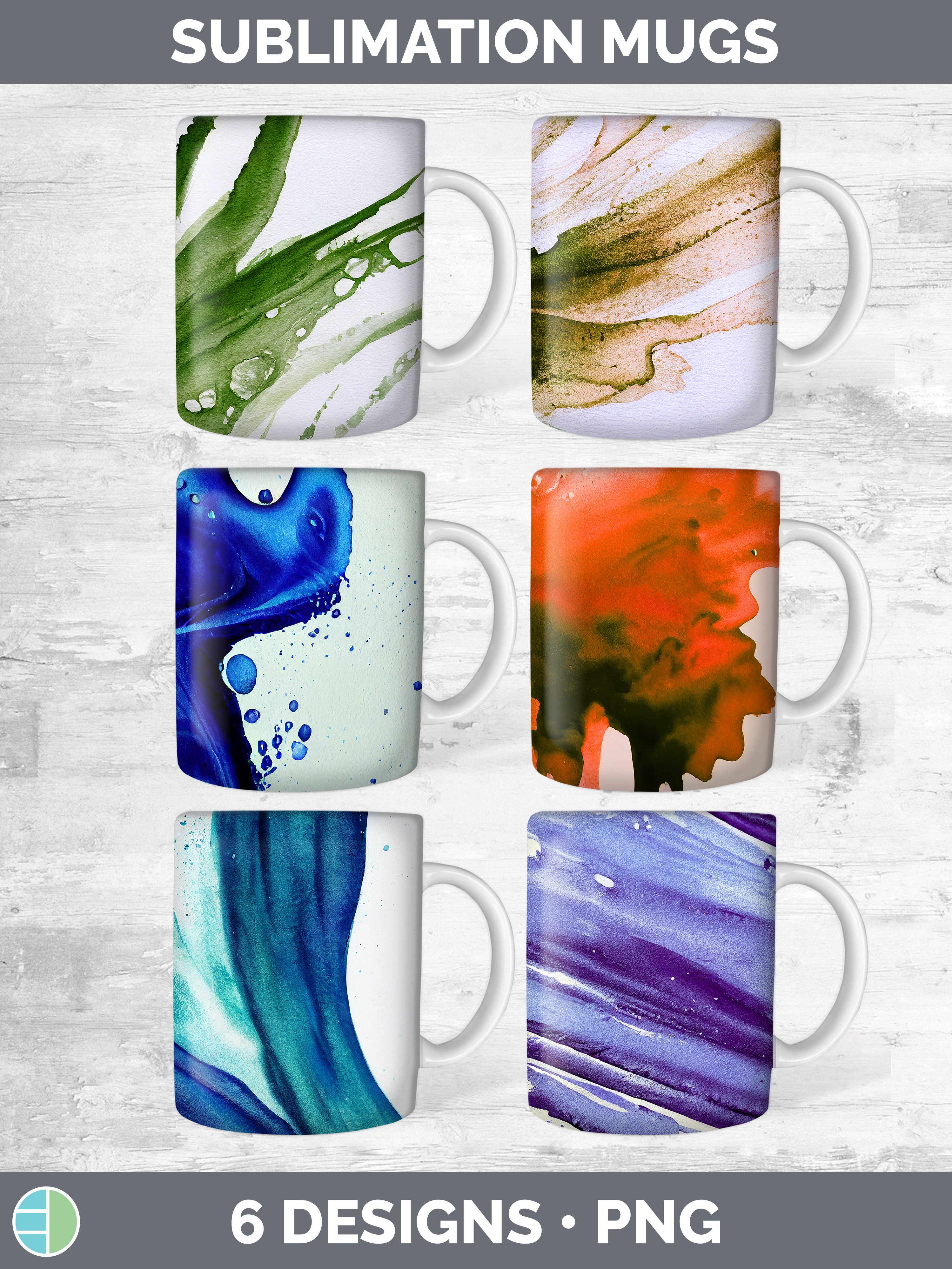 Watercolor Background Mug Sublimation | Coffee Cup Designs P