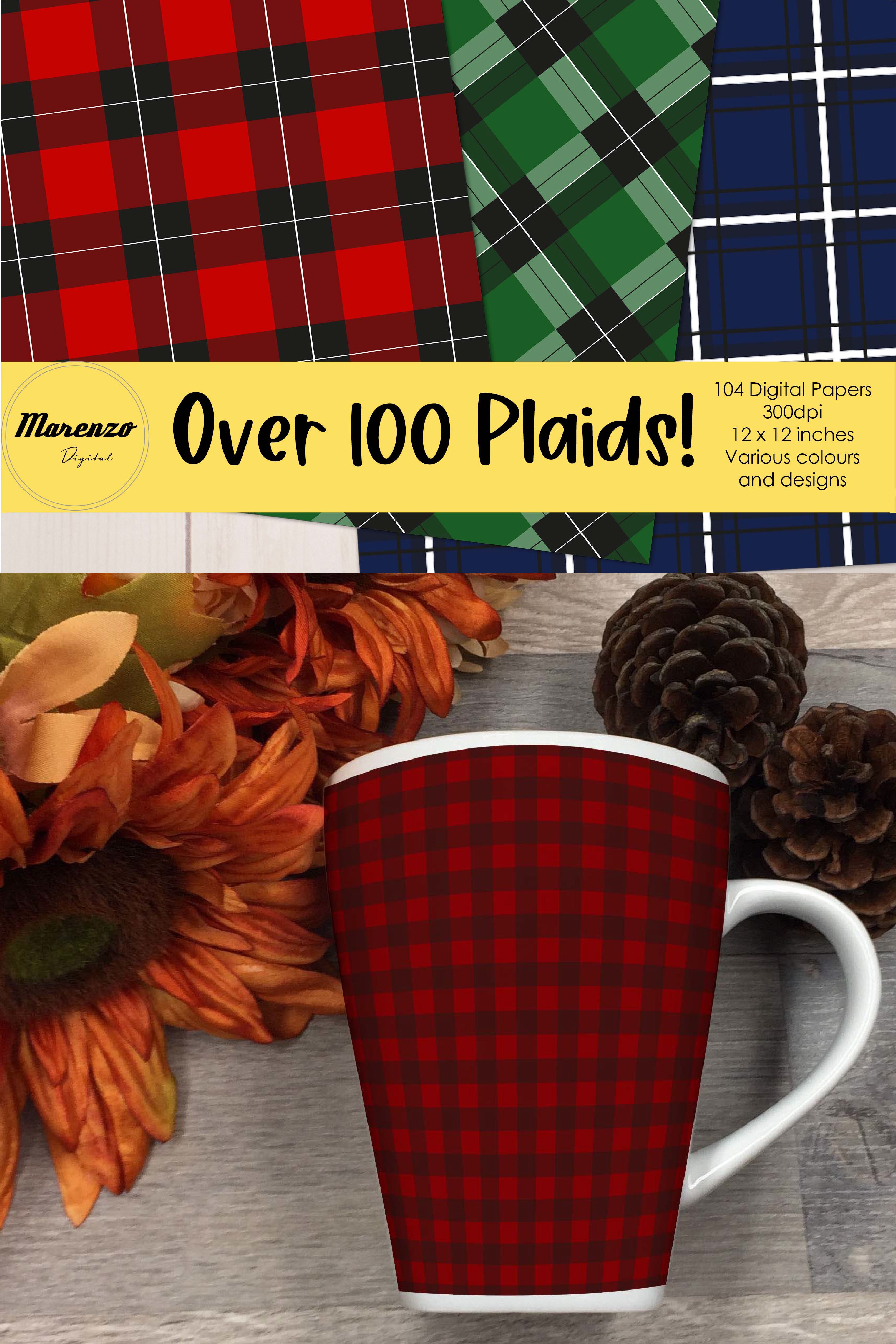 Plaid Digital Paper Mega Bundle Over 100 Files (1735145)