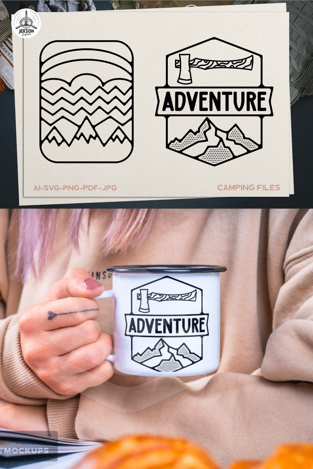 2 Adventure SVG Silhouette Designs Files for Cricut PNG DXF