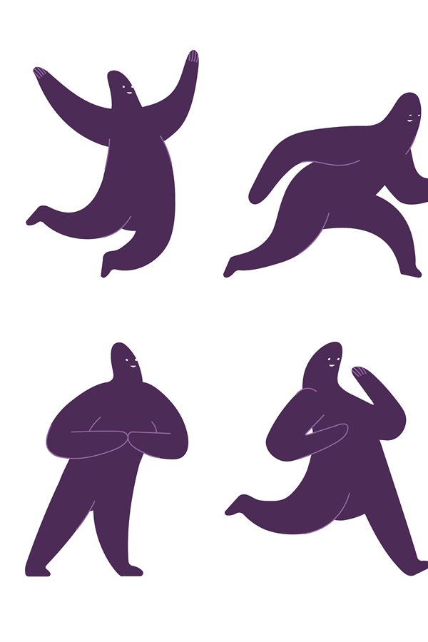 Abstract people shapes. Freehand drawing elements, big figur