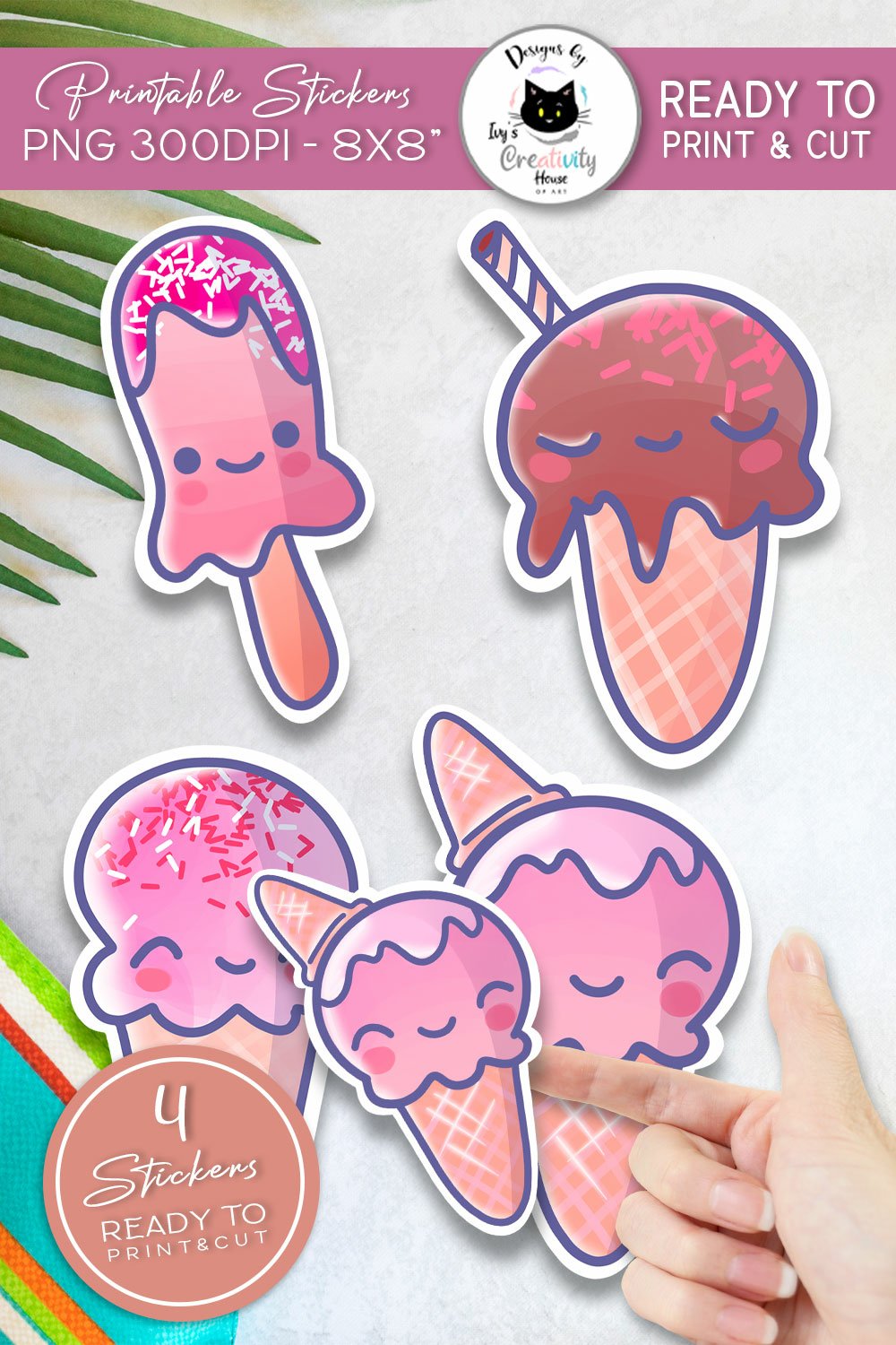 Kawaii Ice Cream Stickers | Cute Summer Stickers