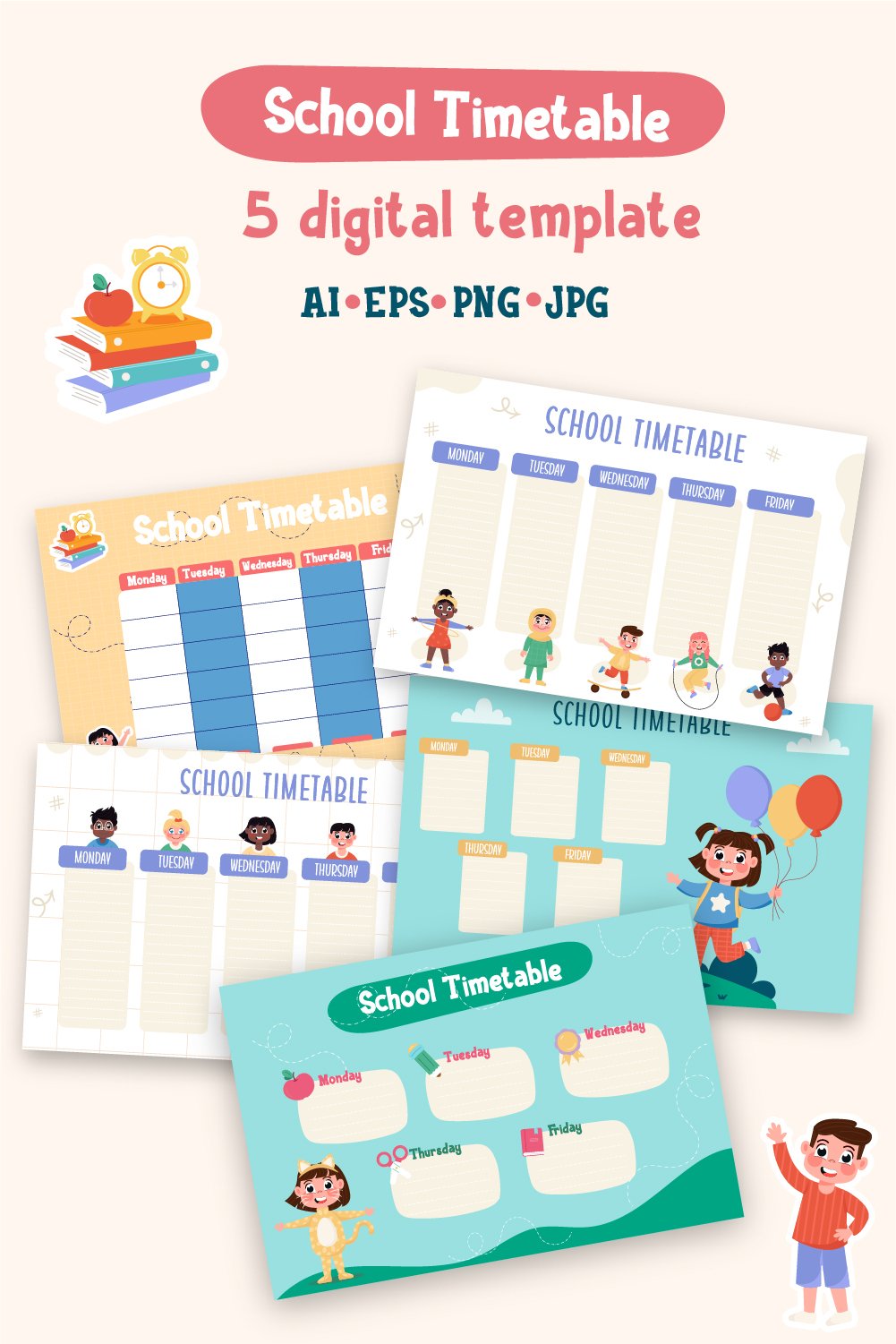 Template school timetable |5pcs