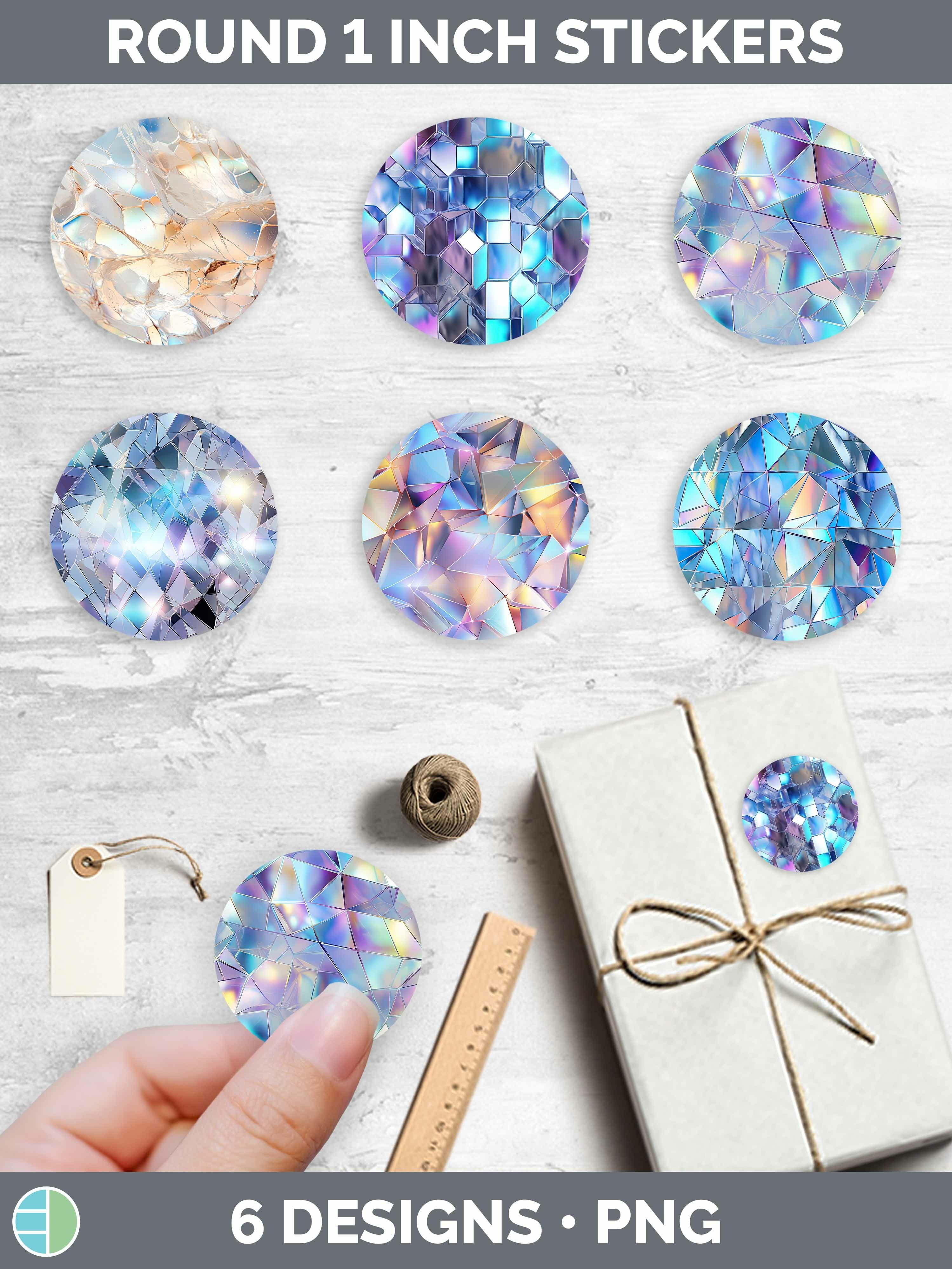 Holographic Silver Stickers | Round Labels Bundle