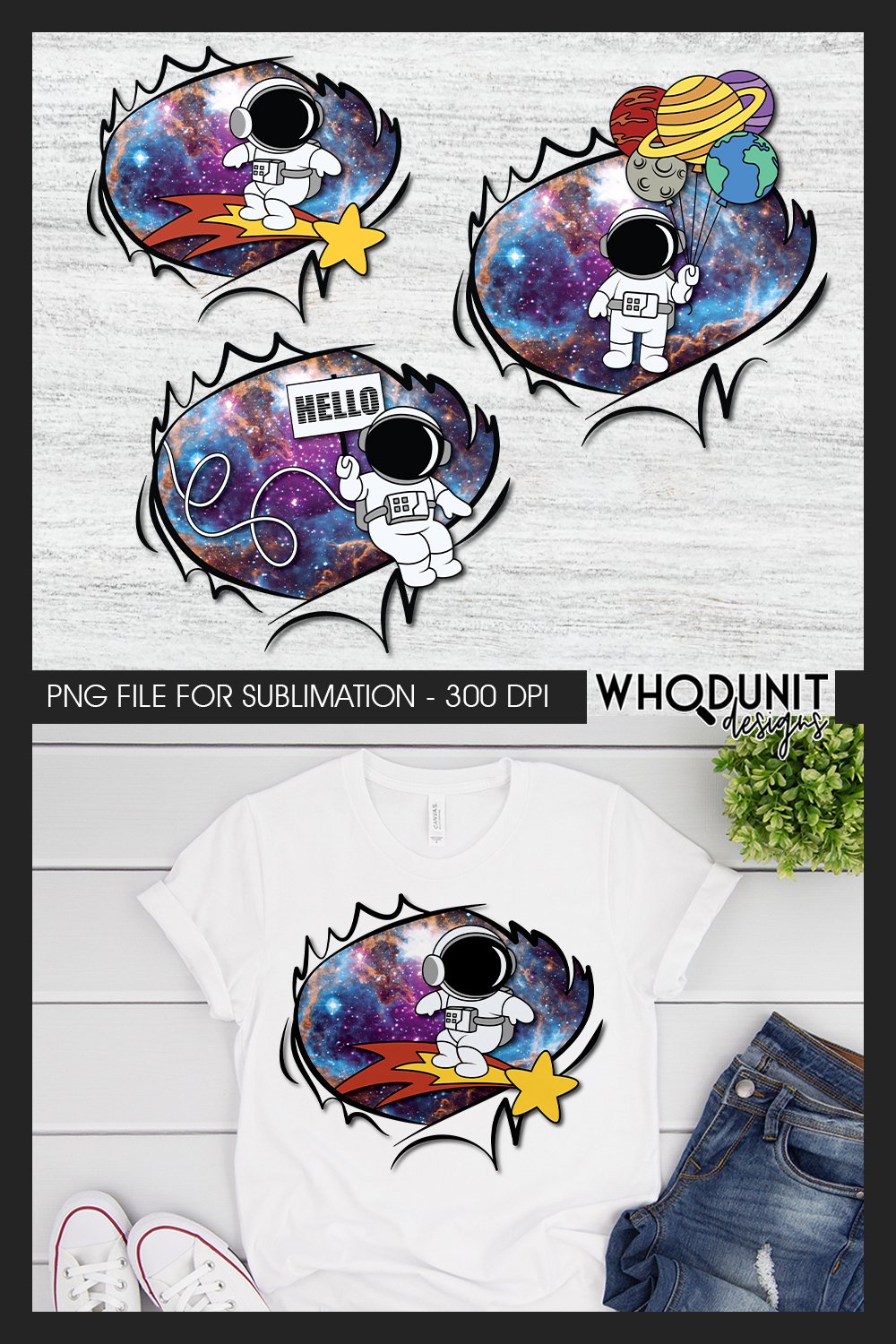 Astronaut Sublimation| Ripped Shirt PNG| Galaxy