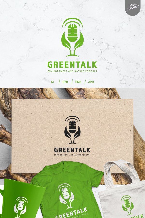 Green environment and plant podcast logo (1635981)