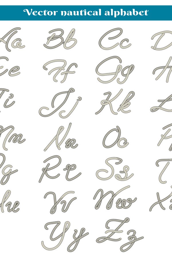 Thread rope font letters