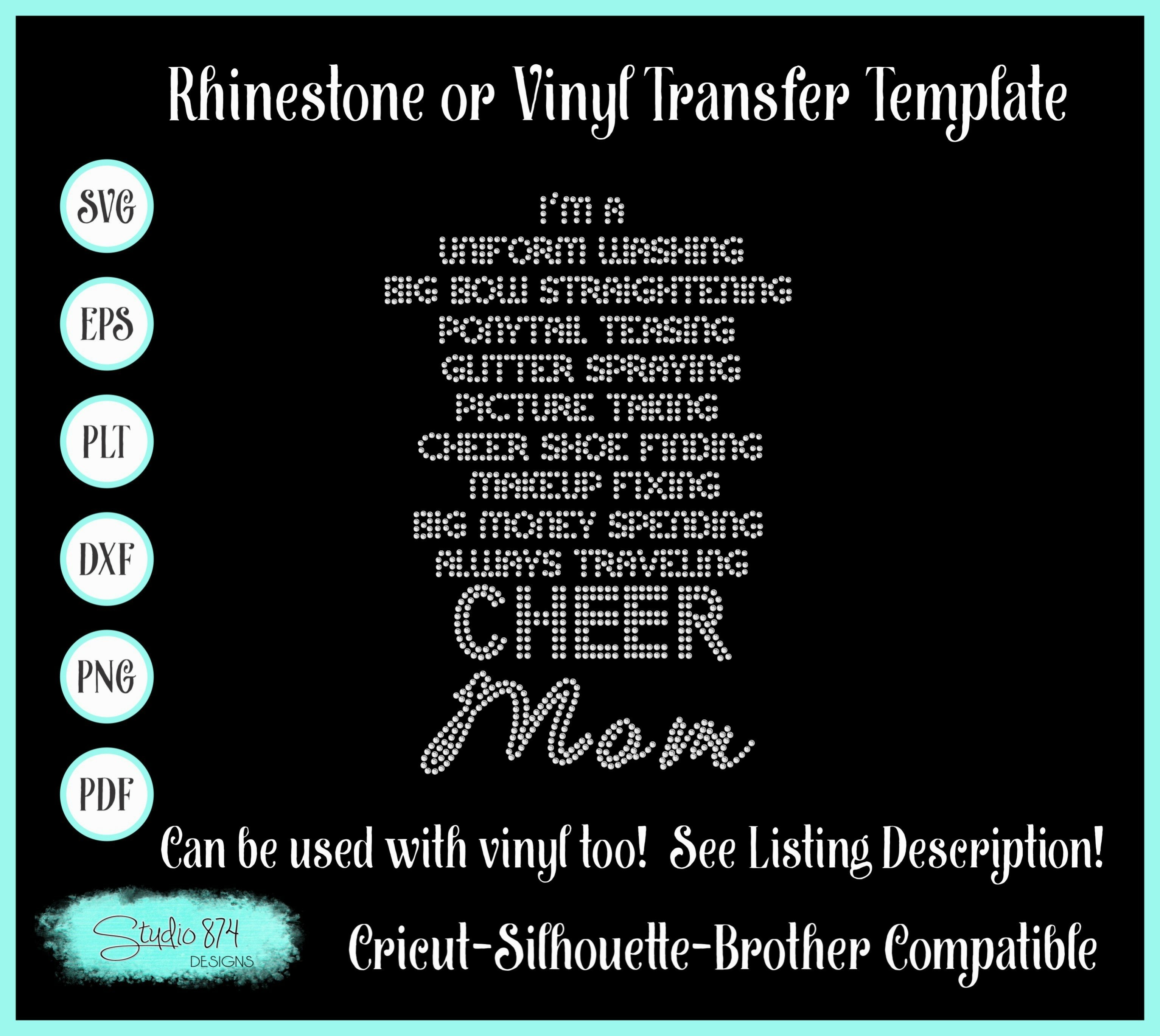 Cheer Mom Rhinestone SVG Template or Vinyl Faux (1773010)