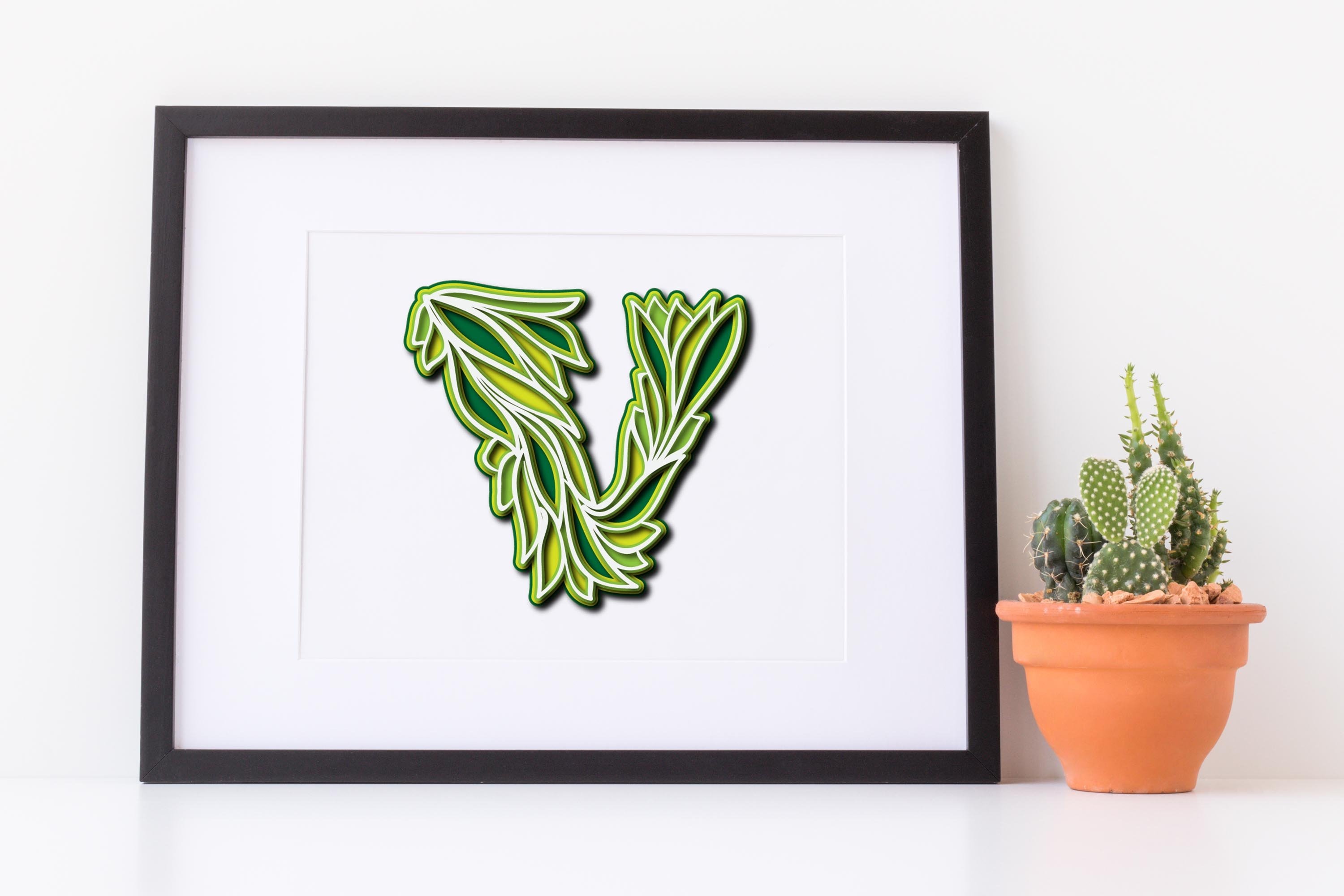 3D Layered Alphabet letter V