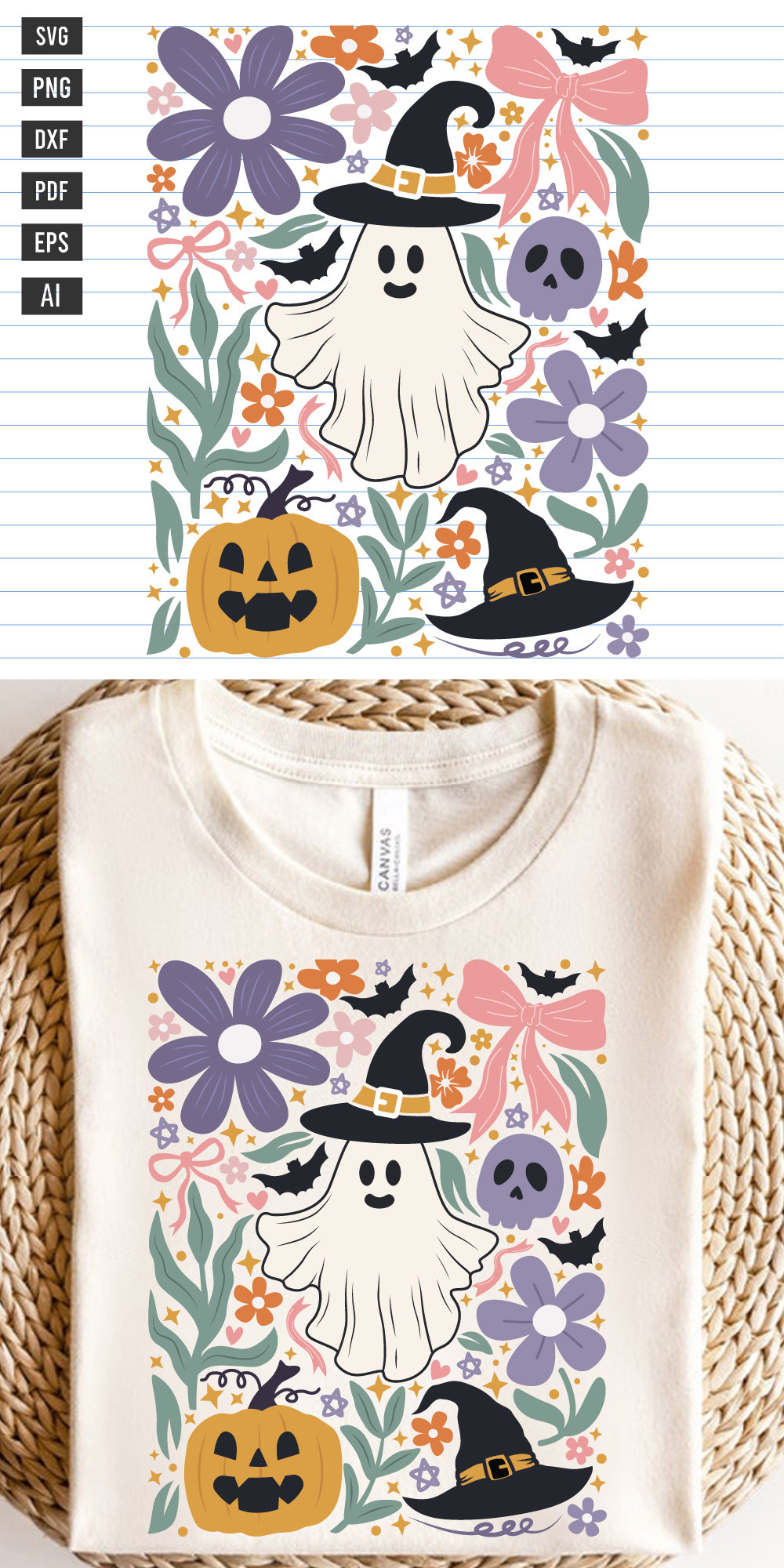 Retro Boho Floral Halloween SVG Spooky Ghost SVG (5863601)