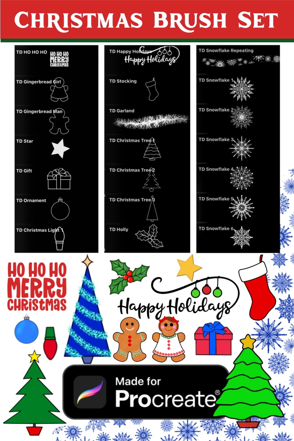 Christmas Brush / Stamp Set for Procreate (1642720)