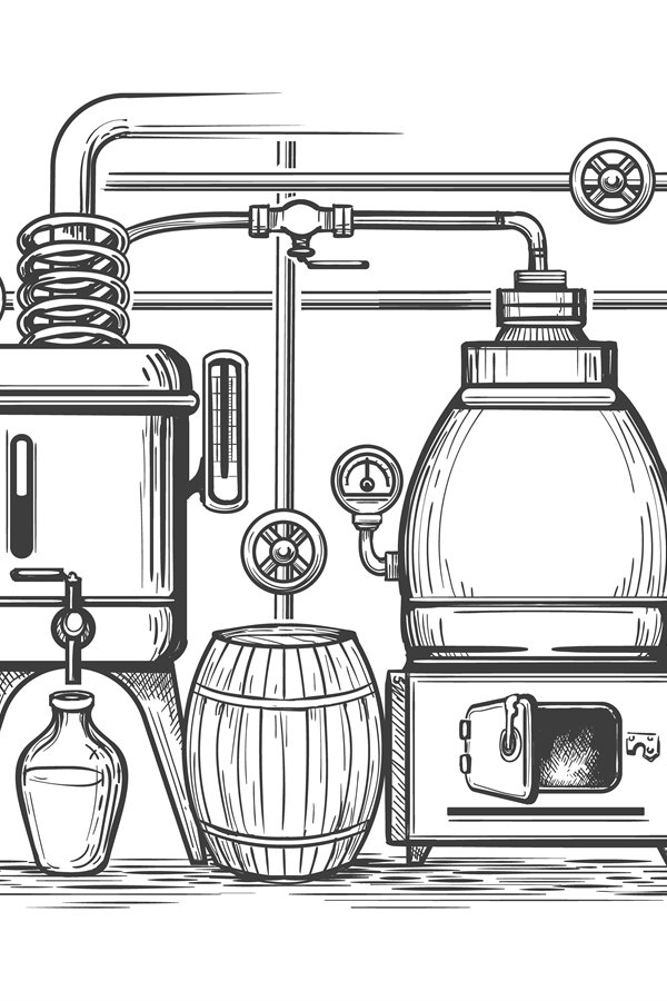Distillery sketch illustration