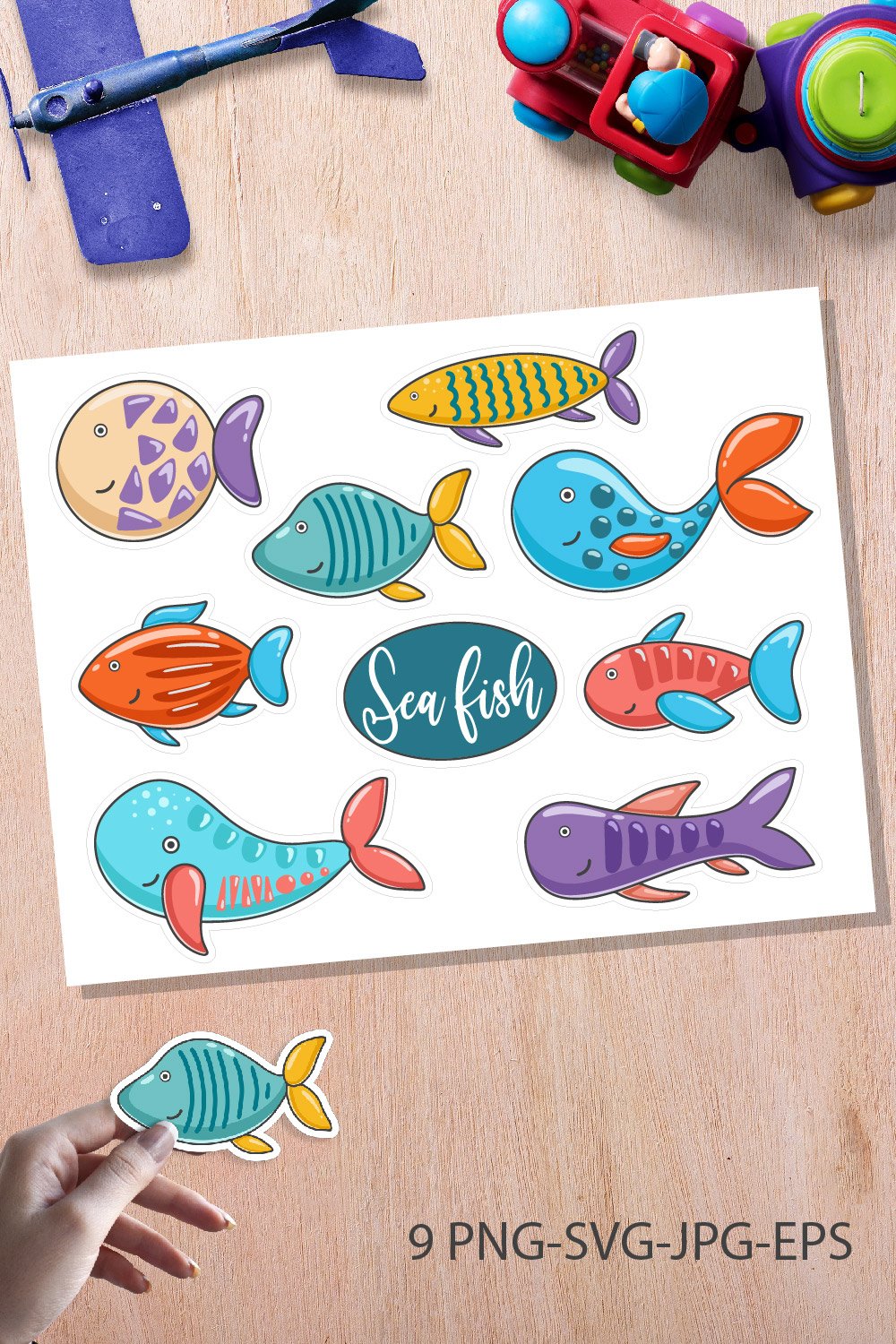 Tropical fish stickers set -9 PNG - Printable Stickers