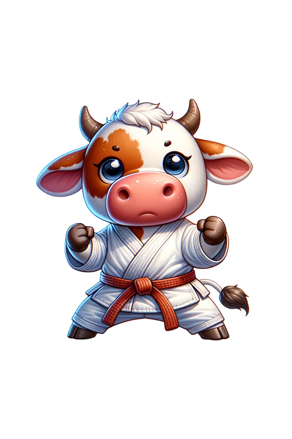 Cow Karate Clipart Sublimation PNG Design