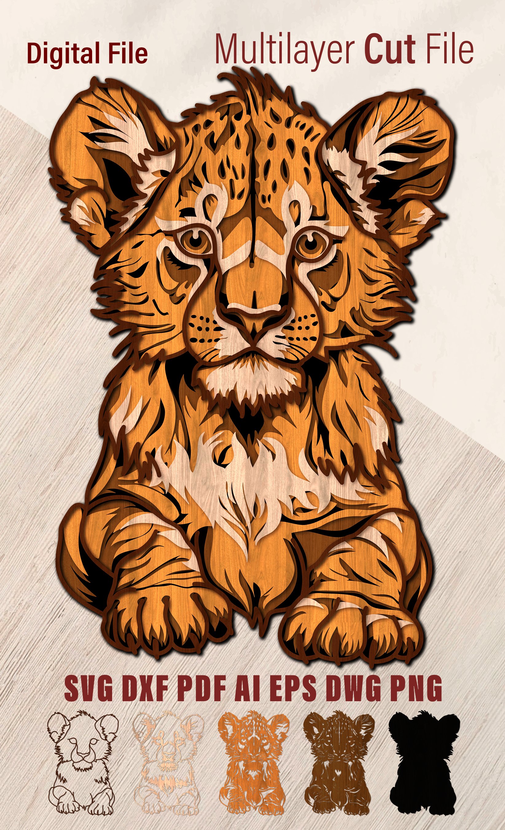 3D SVG Laser Cut LION